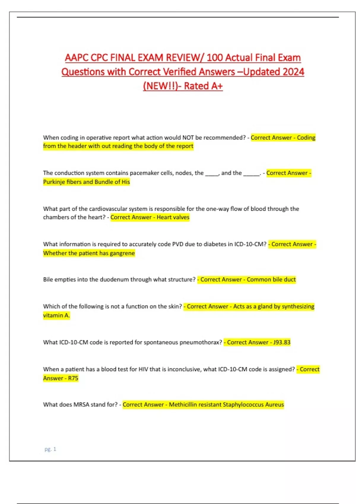 AAPC CPC EXAMS NEWEST 2025 PACKAGE DEAL| ACTUAL EXAMS WITH UPDATED QUESTIONS AND CORRECT ...