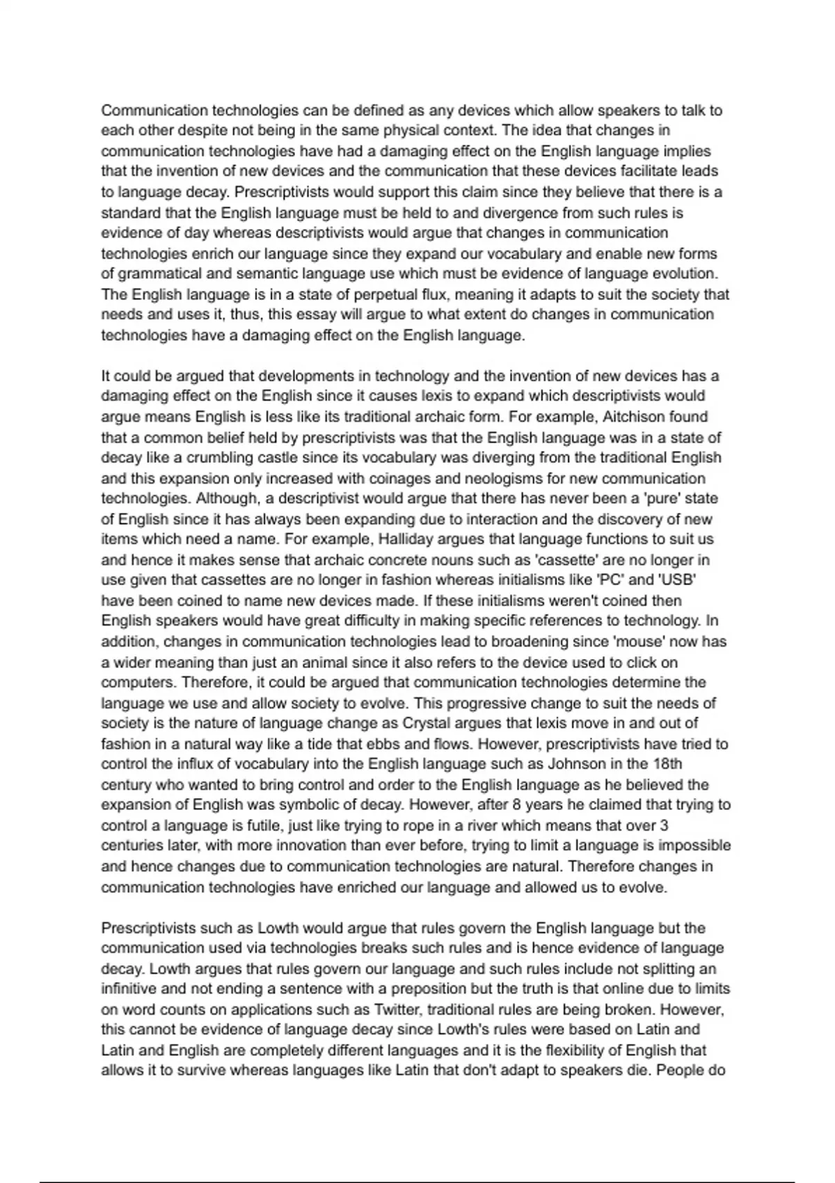 A* FULL MARKS model answer to AQA A level English Language Paper 2 2019 ...