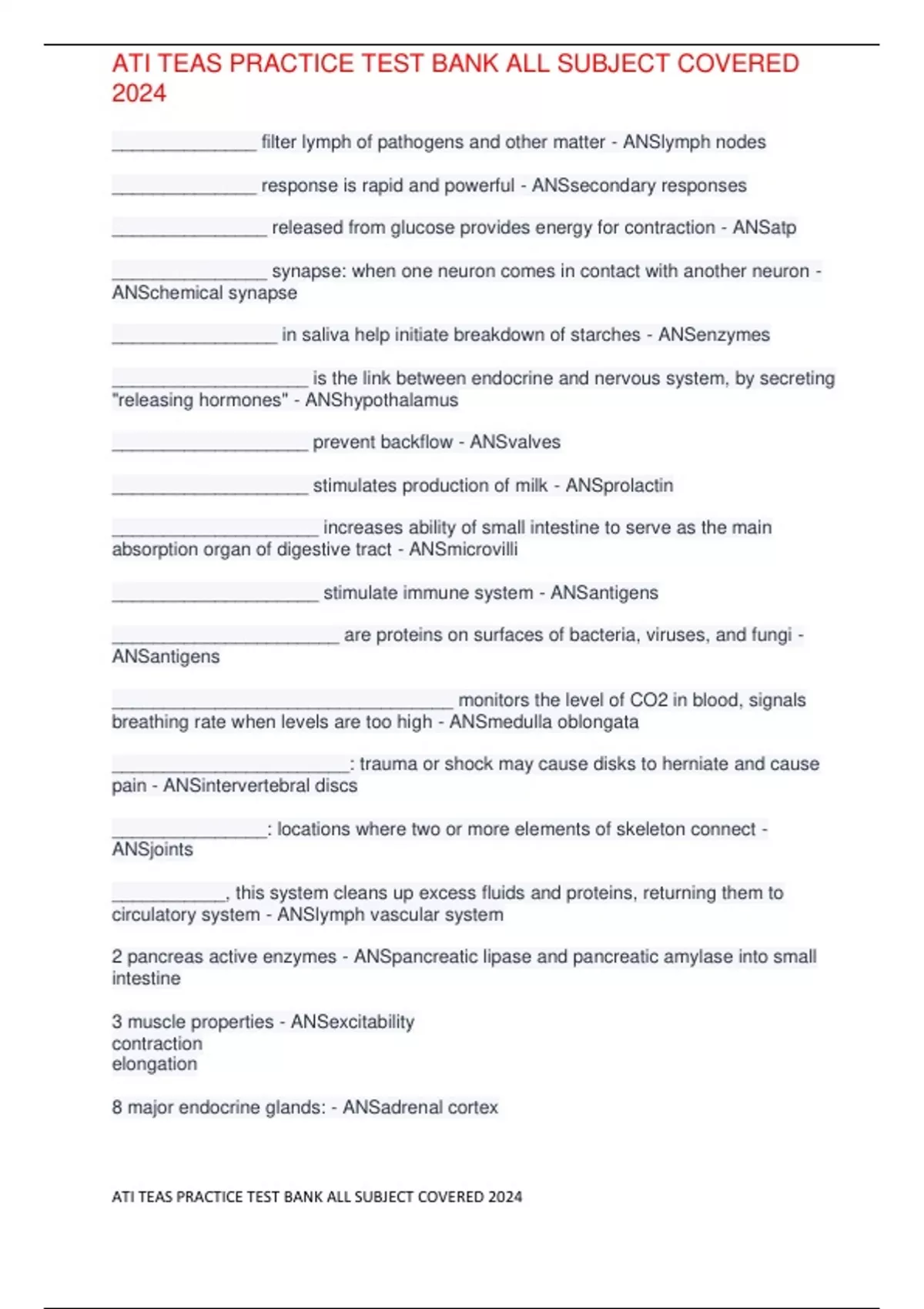 ATI TEAS 7 Exam 2024 PRACTICE TEST BANK ALL SUBJECT COVERED 2024 - Exam ...