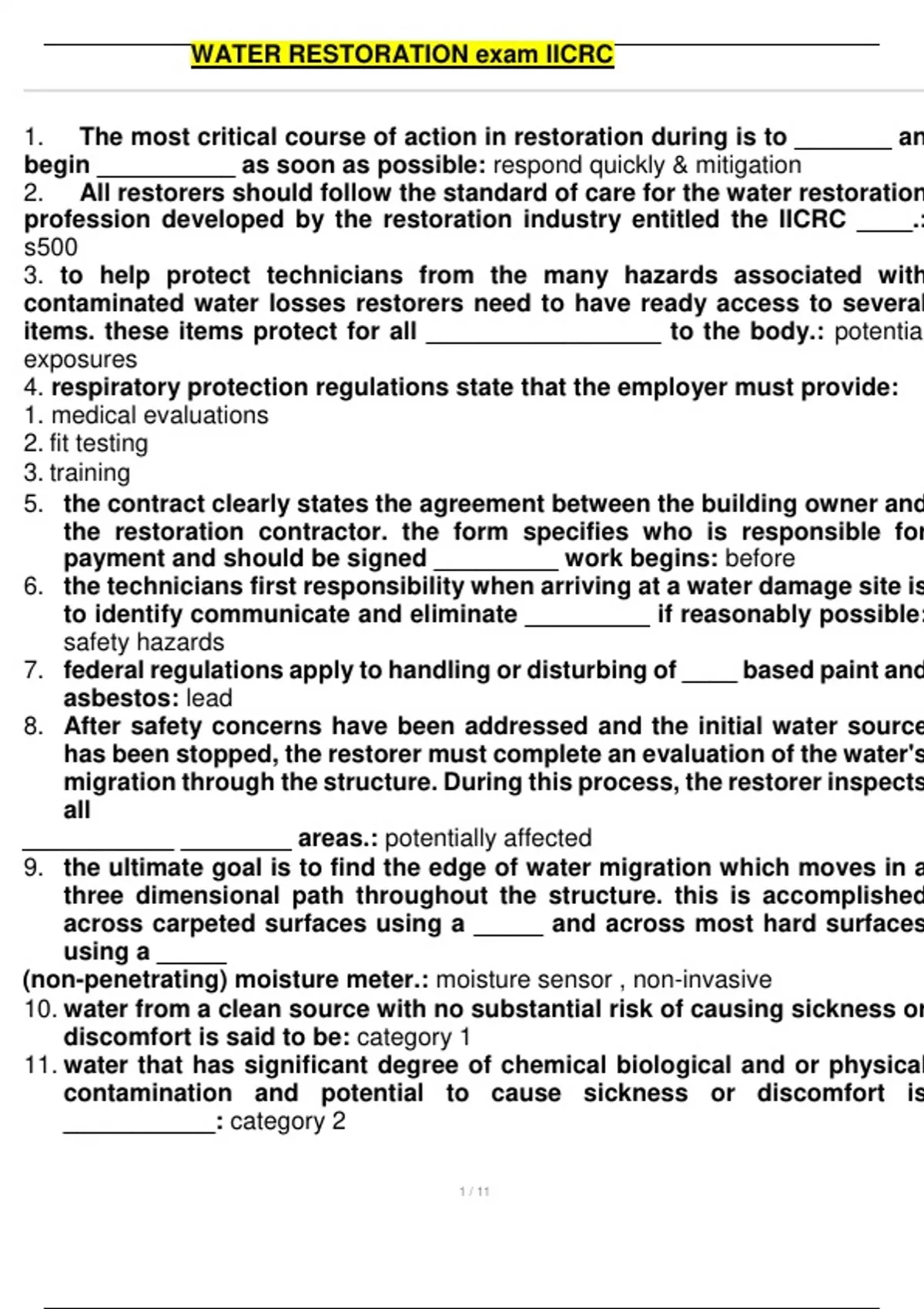 Updated iicrc written test (110 sets) - IICRC Fire/Odor Part1 - Stuvia US
