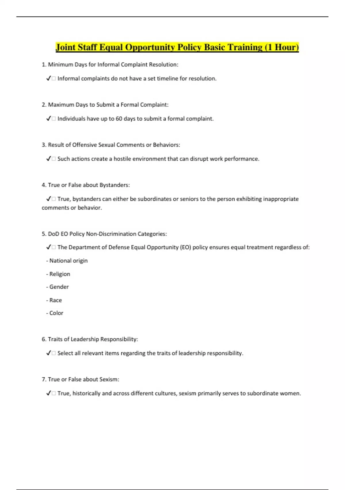 Joint Staff Equal Opportunity Policy Basic Training (1 Hour) - Joint Staff Equal Opportunity ...