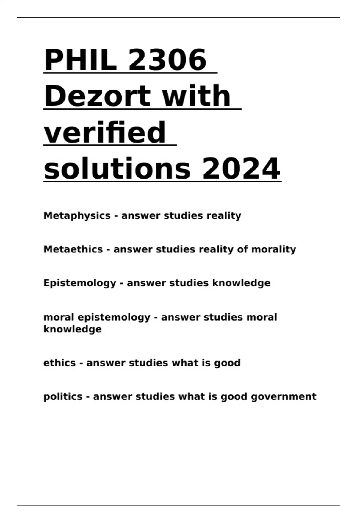 PHIL 2306 Dezort with verified solutions 2024 - PHIL 2306 Dezort ...