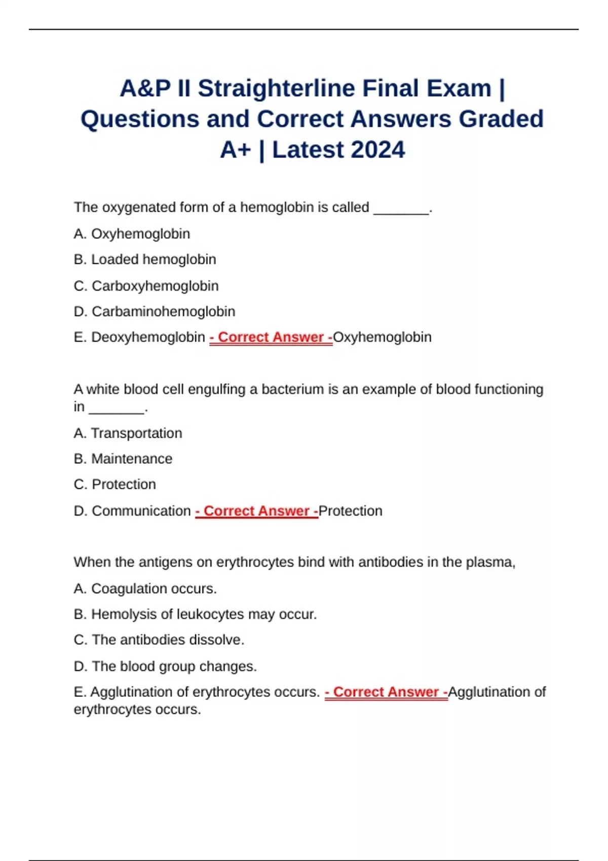 BUNDLE for A & P 2 | Anatomy and Physiology II Exam | Questions and ...