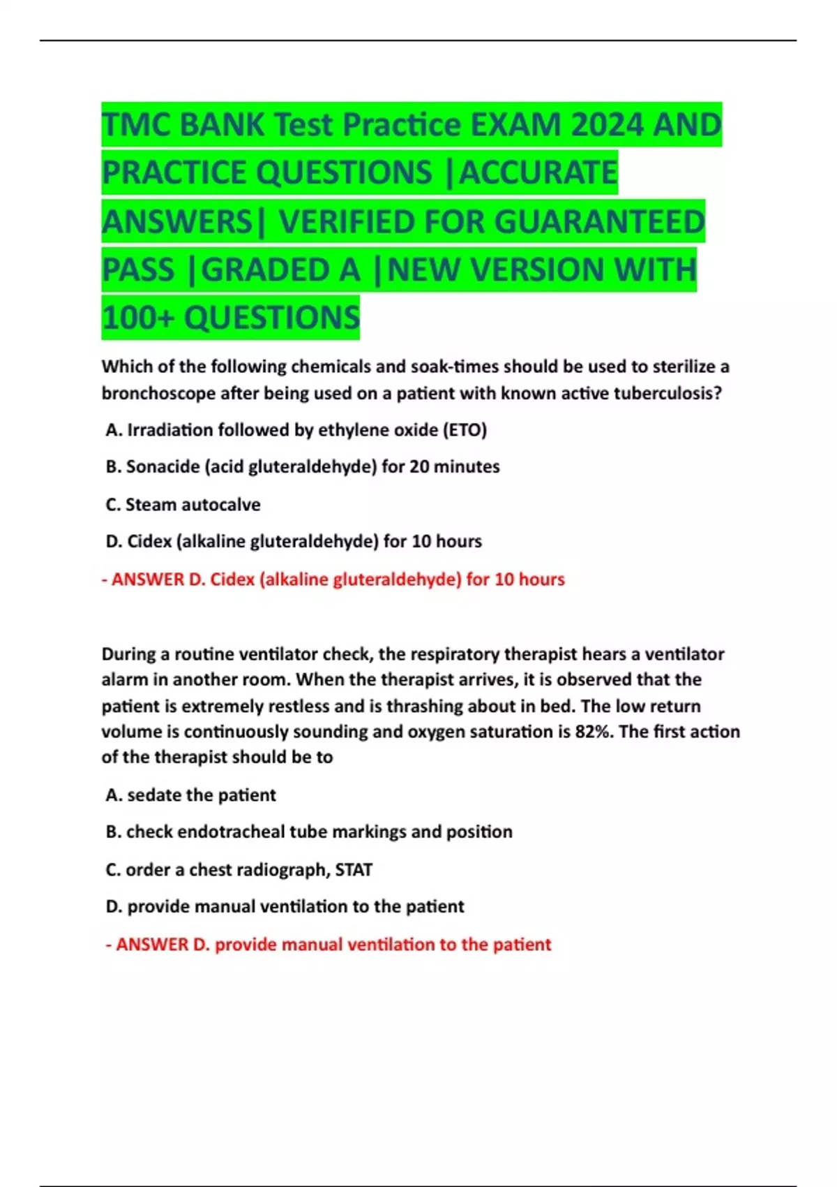 TMC Exam Test BANK Practice EXAM 2024 AND PRACTICE QUESTIONS |ACCURATE ...