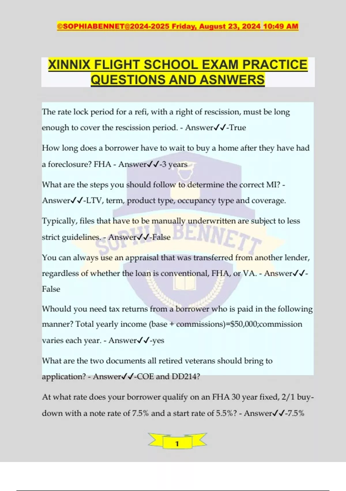 XINNIX FLIGHT SCHOOL EXAM PRACTICE QUESTIONS AND ASNWERS - Xinnix ...