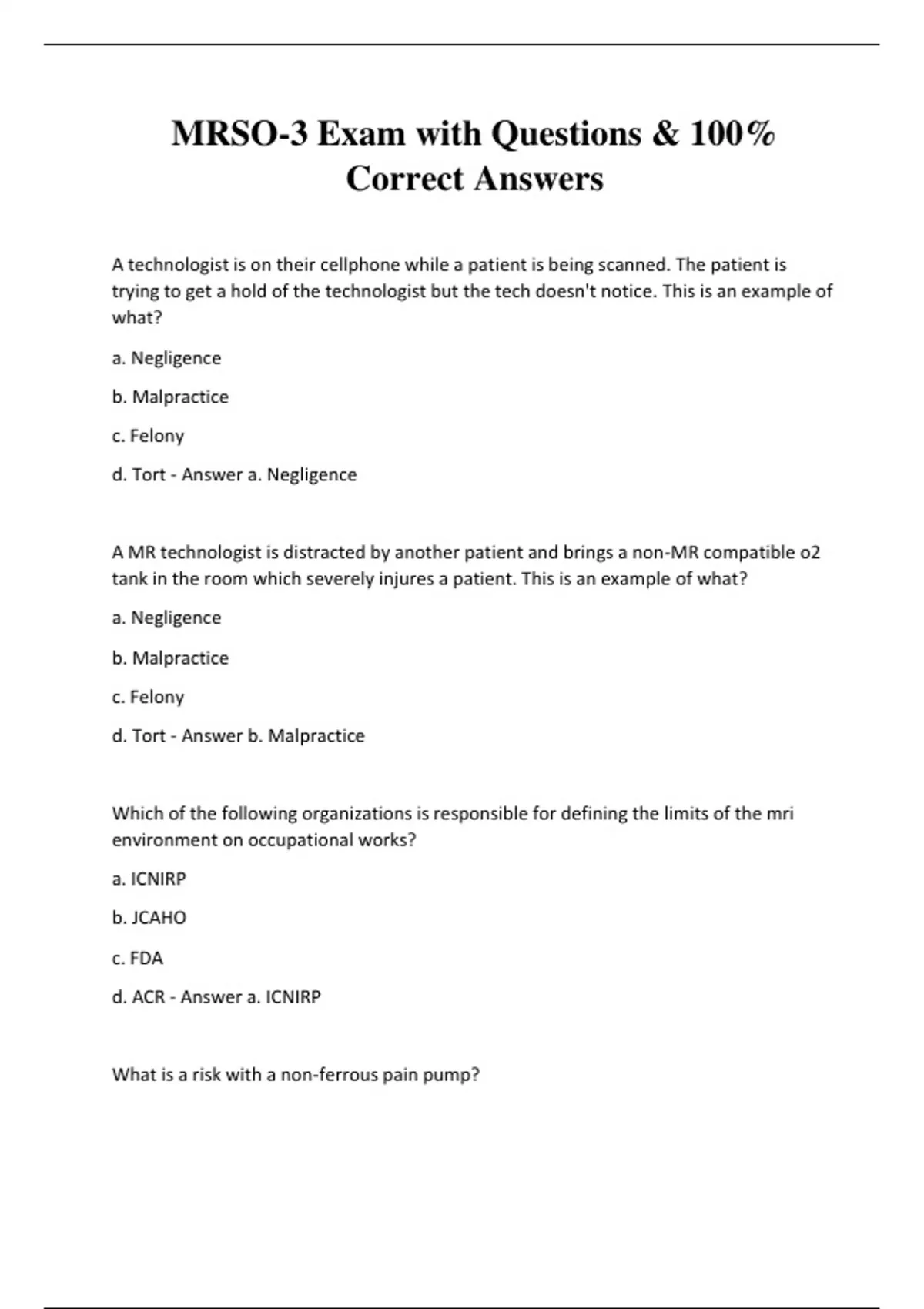 MRSO-3 Exam with Questions & 100% Correct Answers - MRSO - Stuvia US