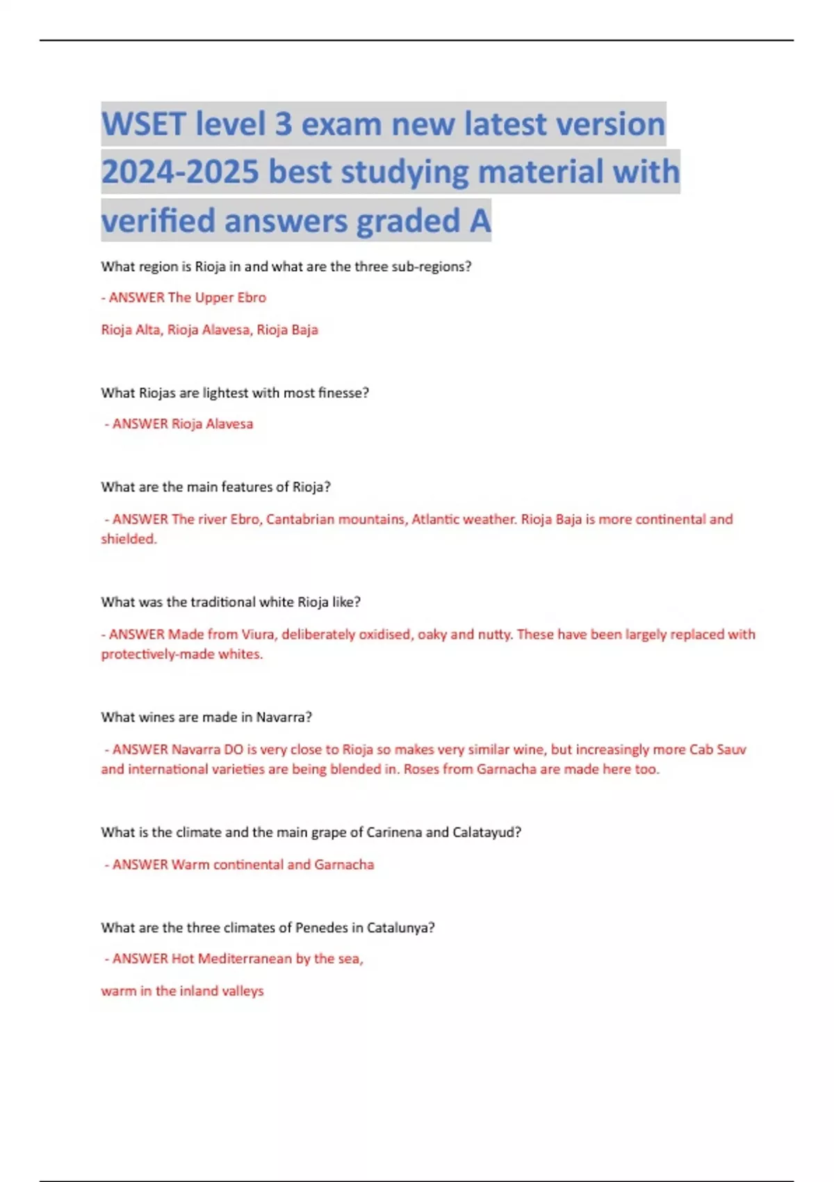 WSET level 3 exam new latest version best studying material with ...