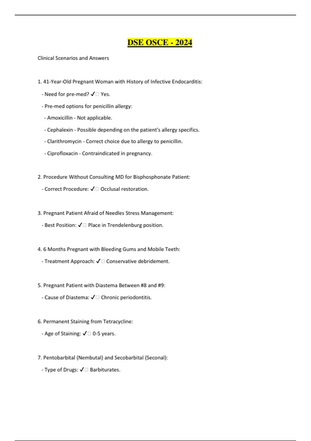 DSE OSCE - 2024 - DSE OSCE - 2024 - Stuvia US