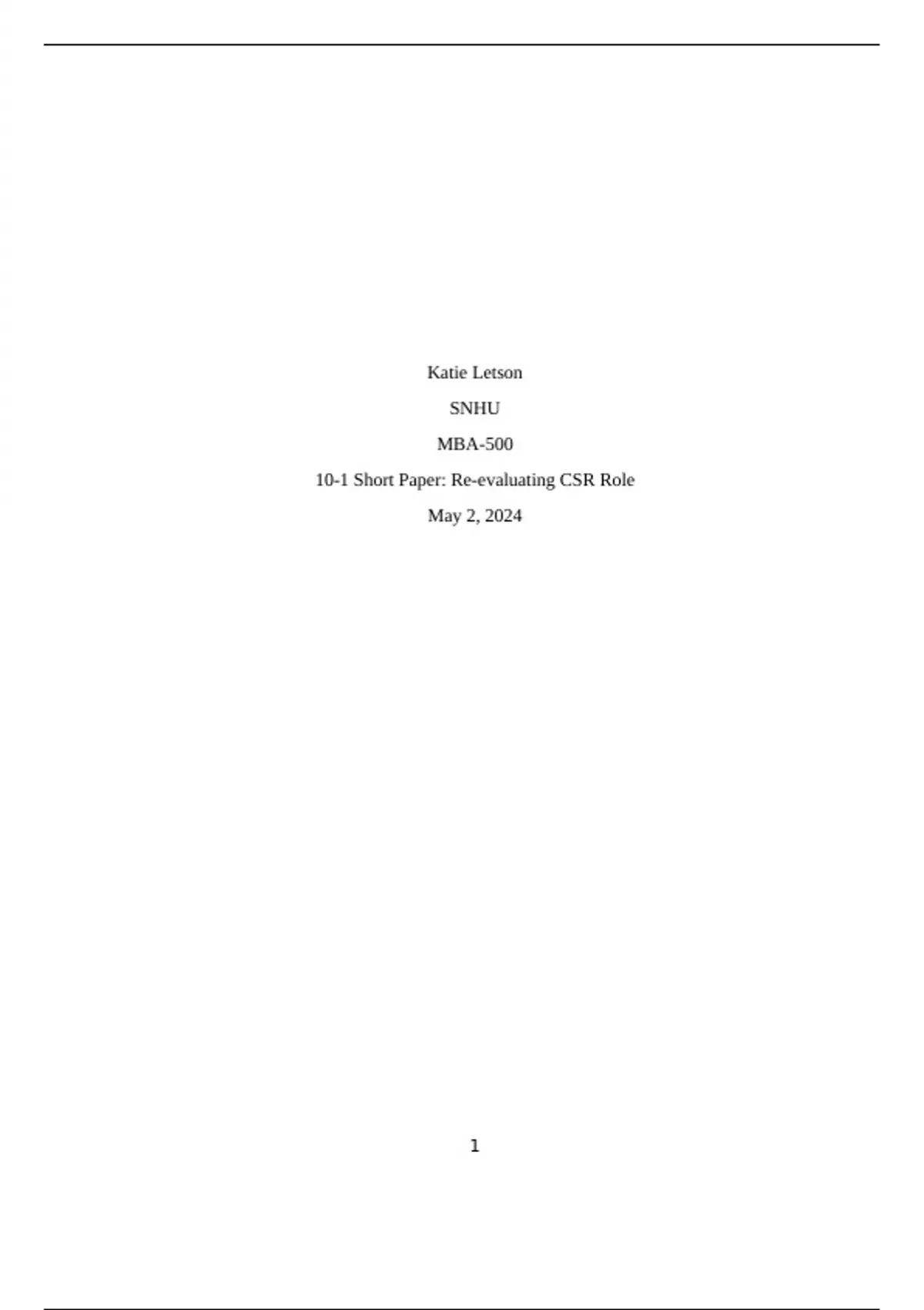 MBA-500 Module 10-1 Short paper - MBA-500Building Business Org, Leaders ...