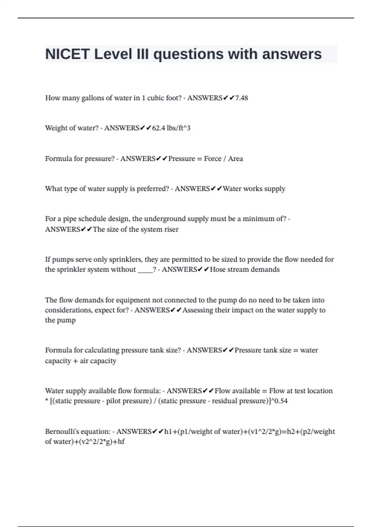NICET Level III questions with answers - NICET 1 highway construction ...