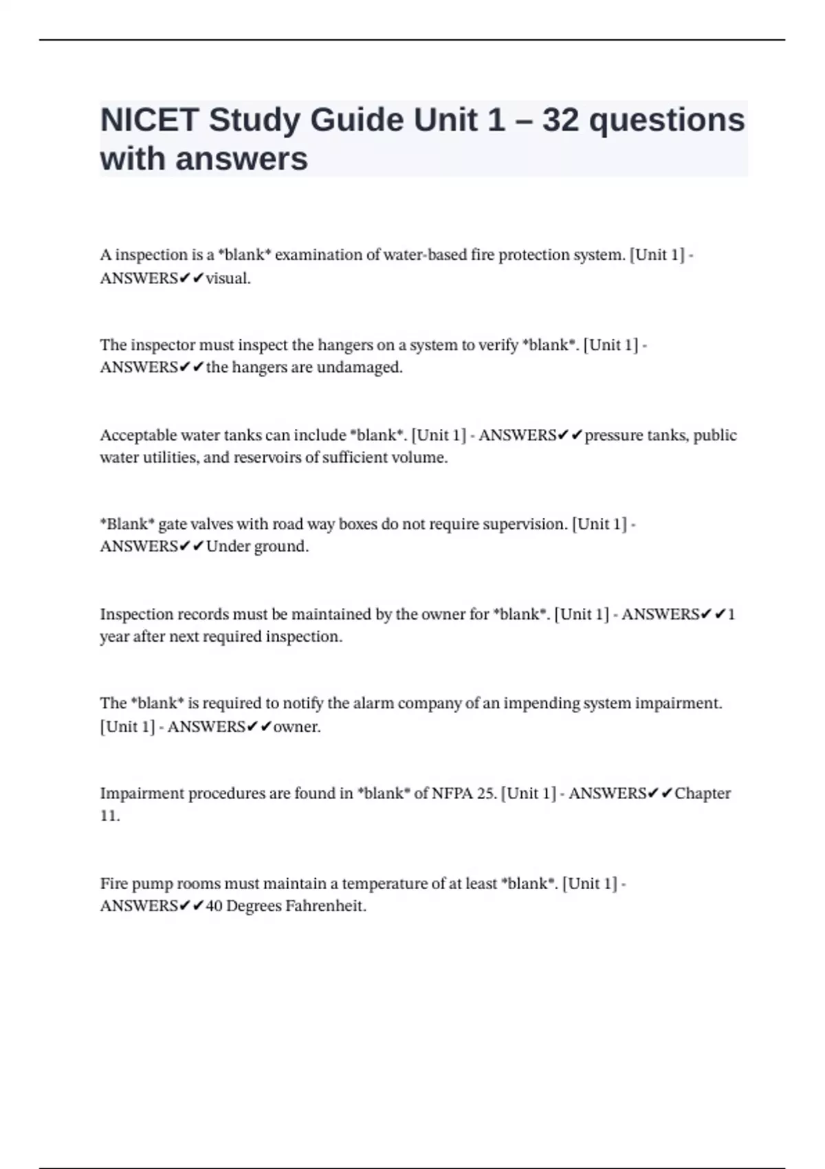 NICET Study Guide Unit 1 – 32 questions with answers - NICET 1 highway ...