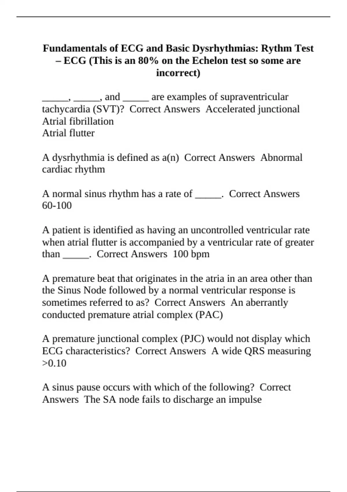 Fundamentals of ECG and Basic Dysrhythmias: Rythm Test – ECG (This is ...