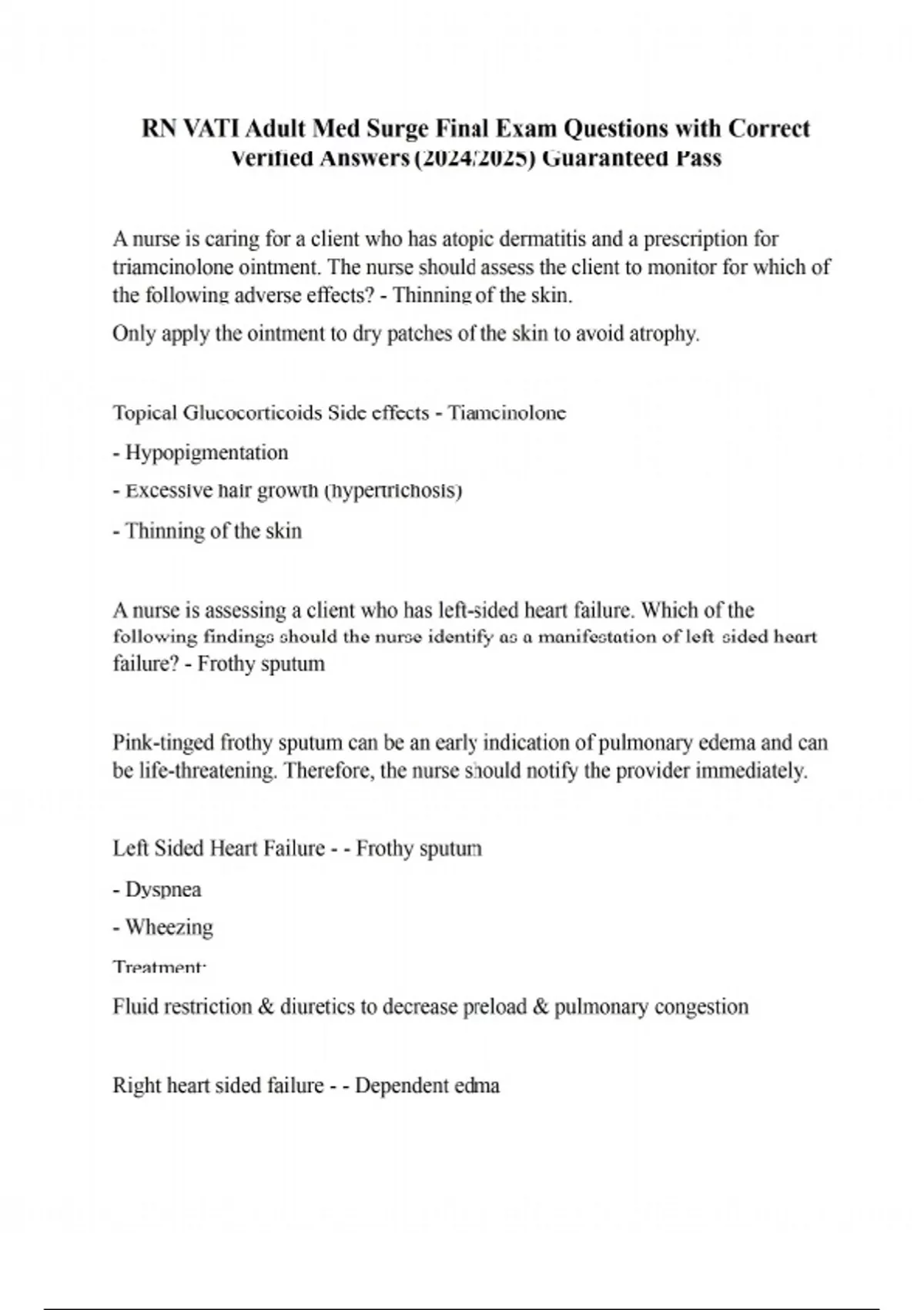 RN VATI Adult Med Surge Final Exam Questions with Correct Verified ...