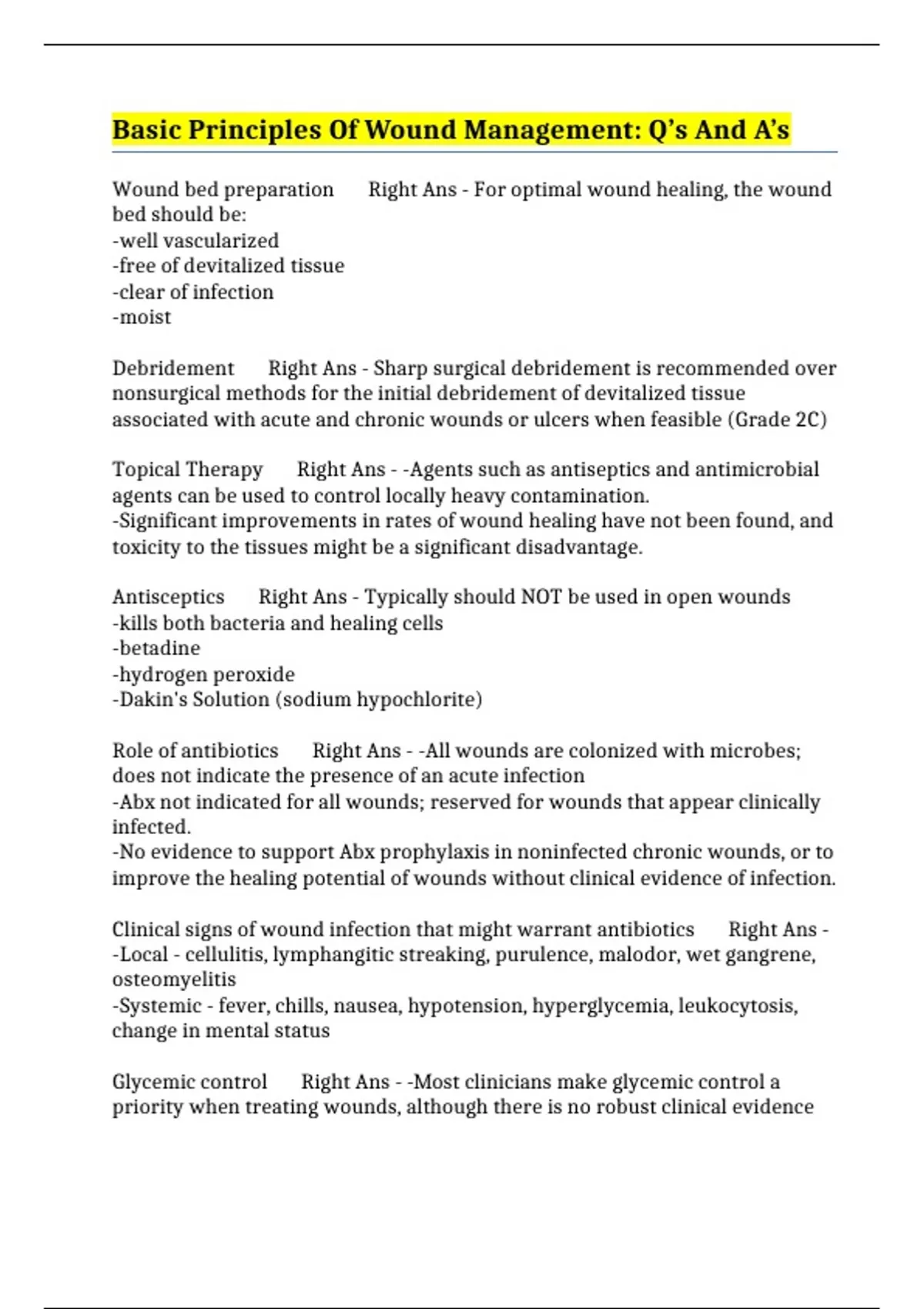 Basic Principles Of Wound Management: Q’s And A’s - WOUND MANAGEMENT ...