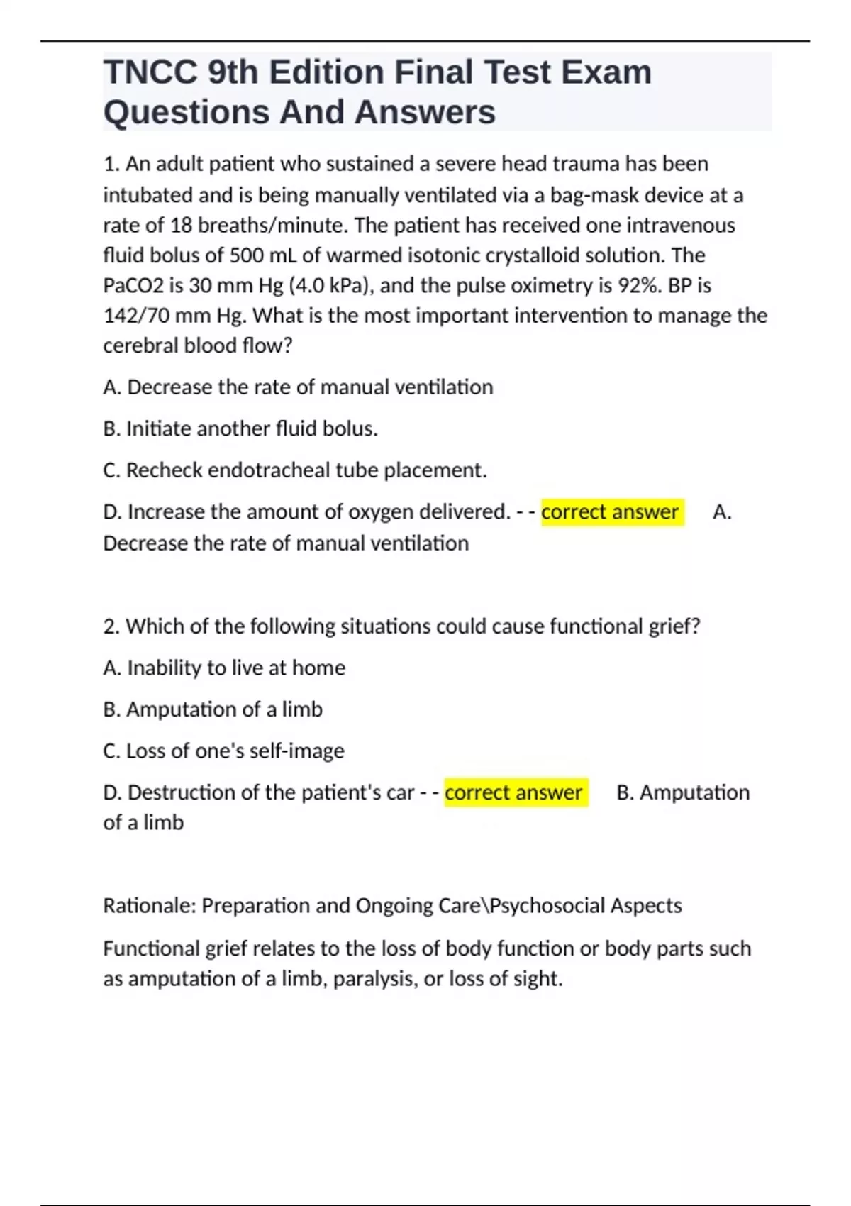 TNCC 9th Edition Final Test Exam Questions And Answers - TNCC 9th ...