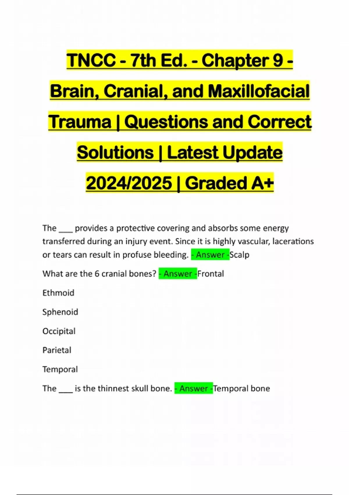 TNCC - 7th Ed. - Chapter 9 - Brain, Cranial, and Maxillofacial Trauma ...