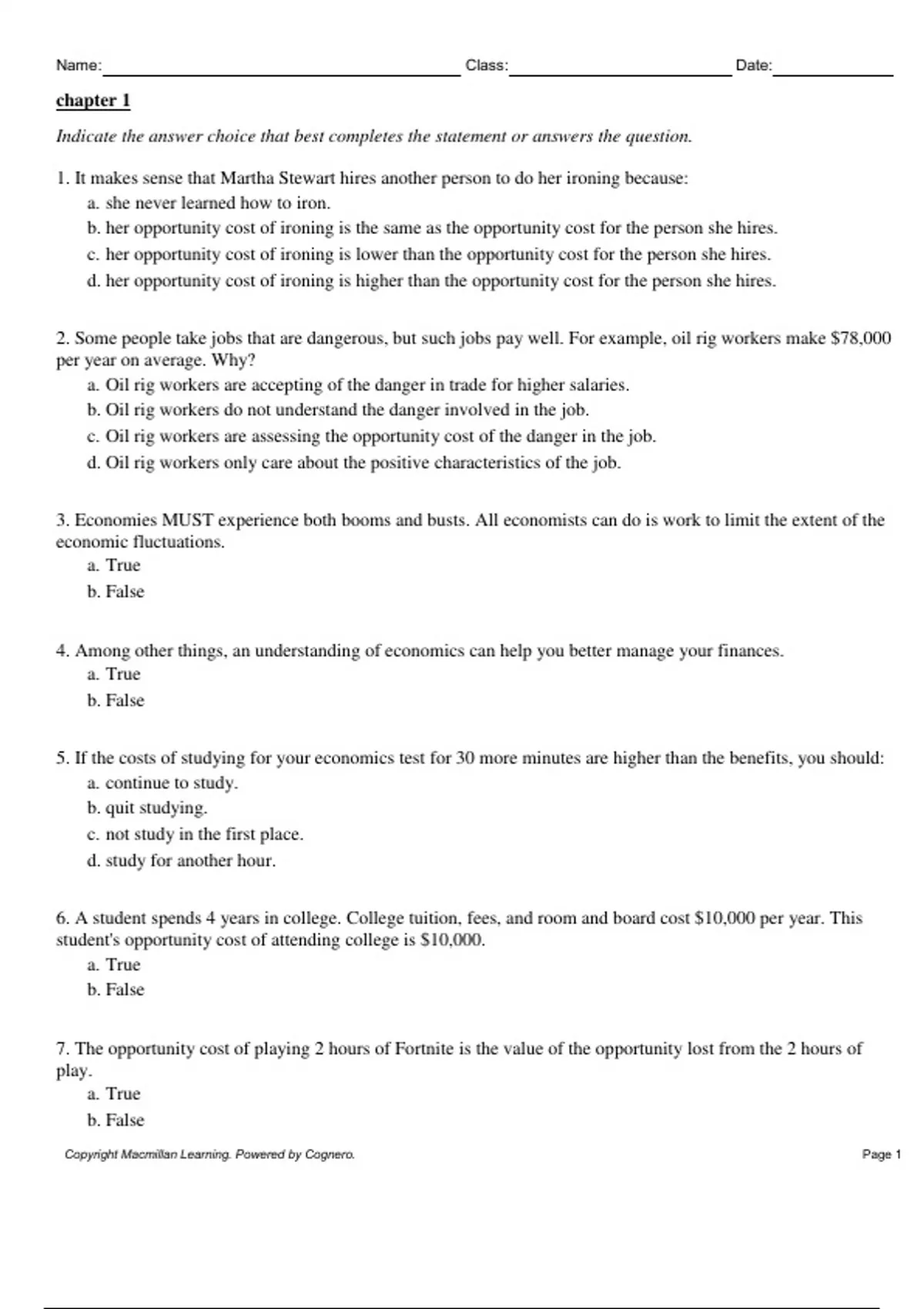 Test Bank For Modern Principles of Economics 6th Edition by Tyler Cowen ...