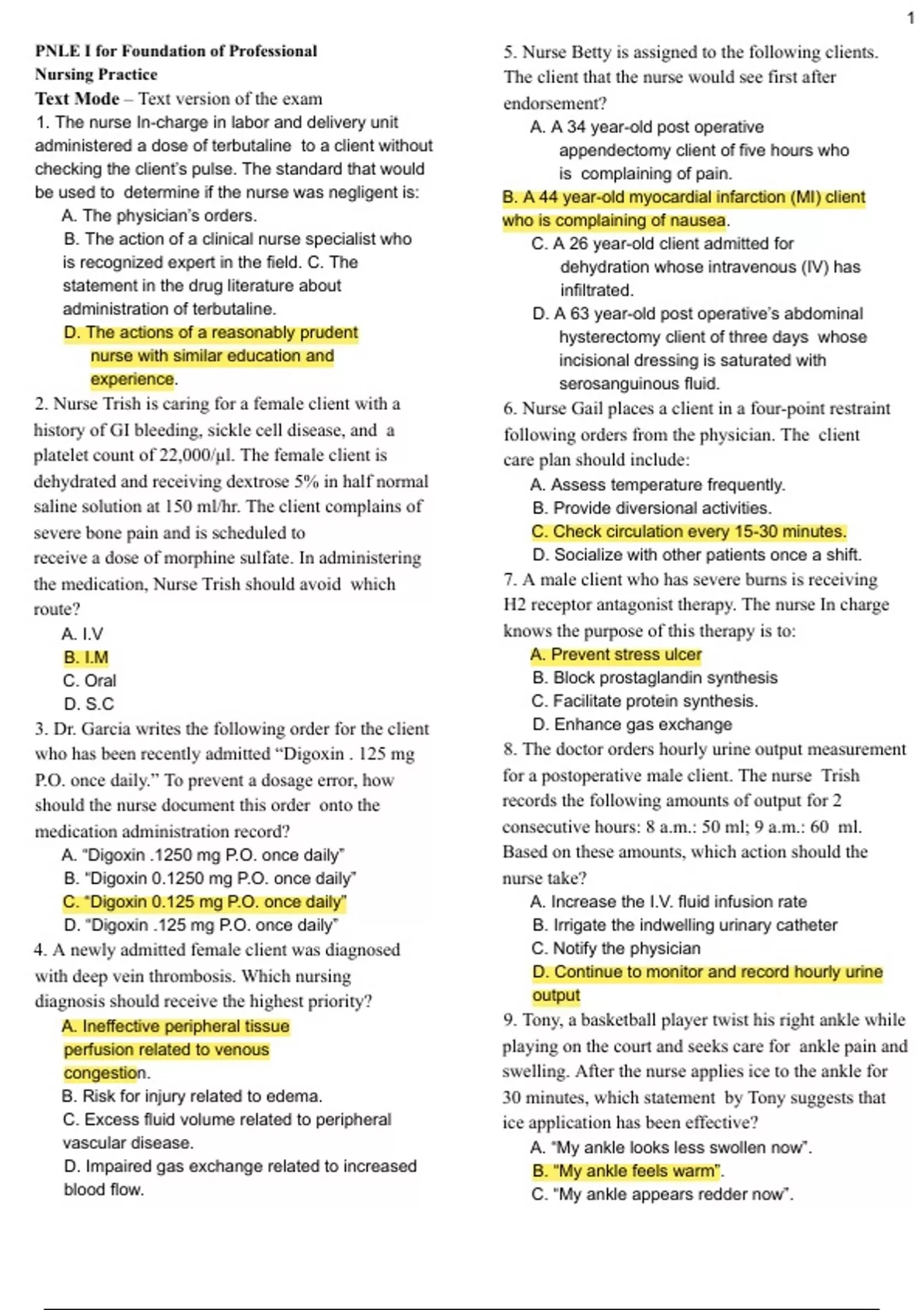 PNLE Test Bank Answered and Updated 2024. - PNLE (PNLE) - Stuvia US