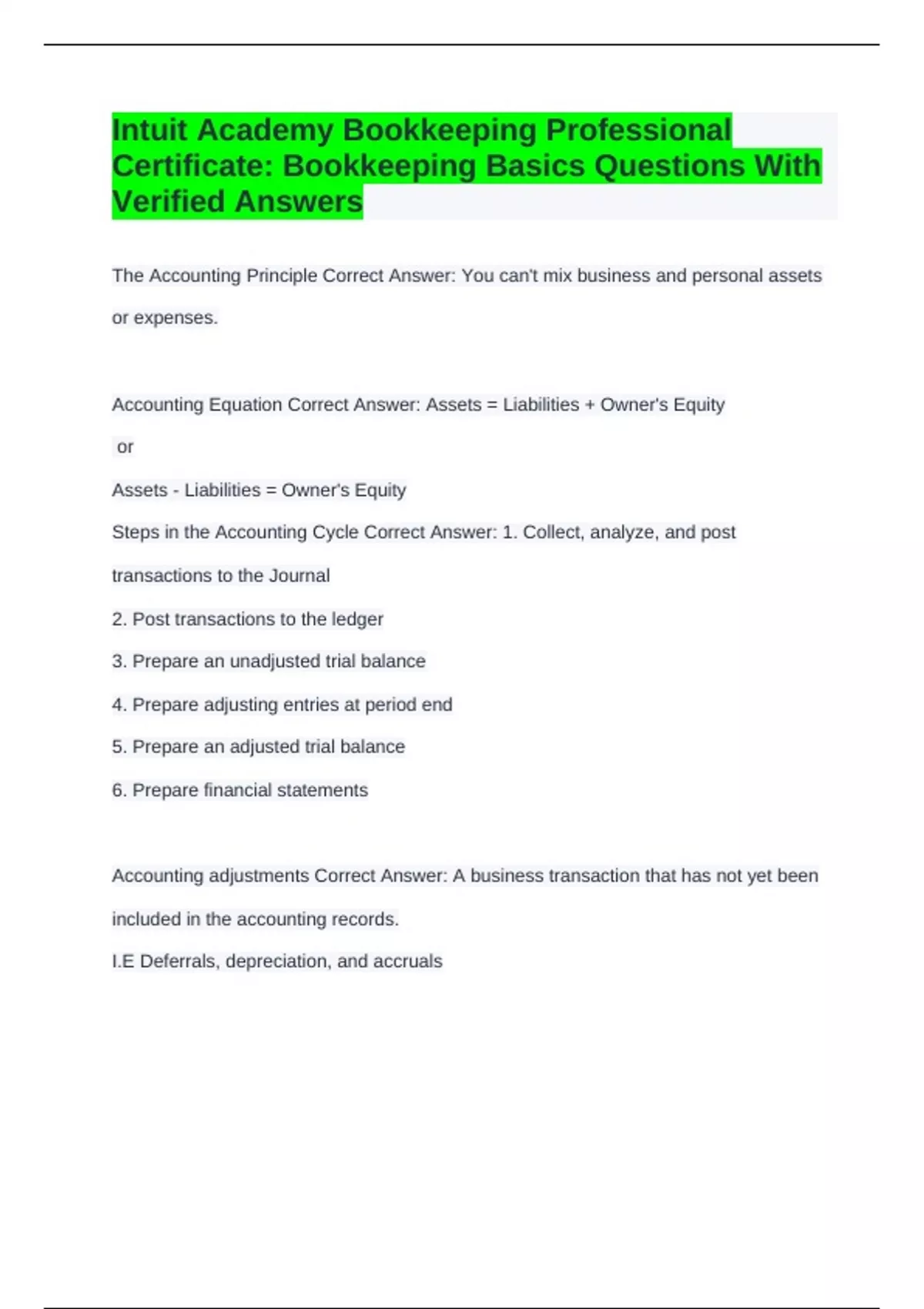 Intuit Academy Bookkeeping Professional Certificate: Bookkeeping Basics ...