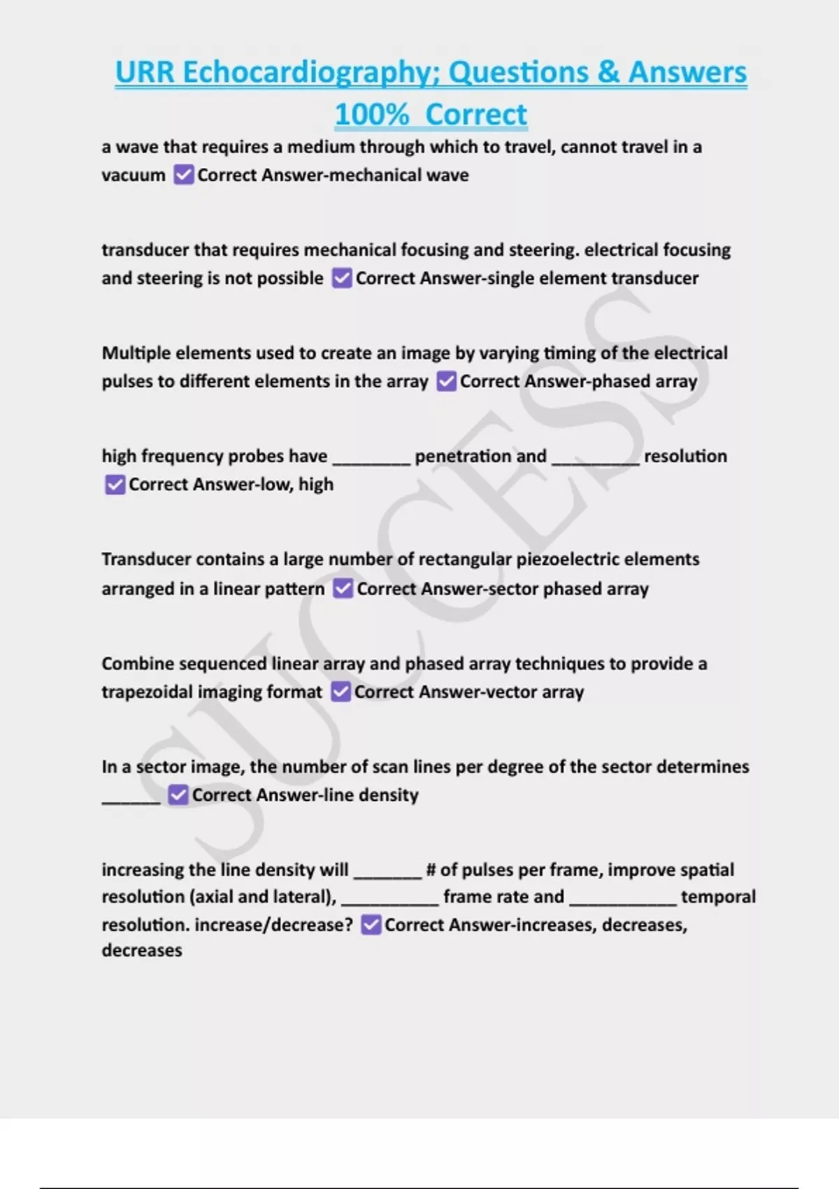 URR Echocardiography; Questions & Answers 100% Correct - Echocardiography - Stuvia US