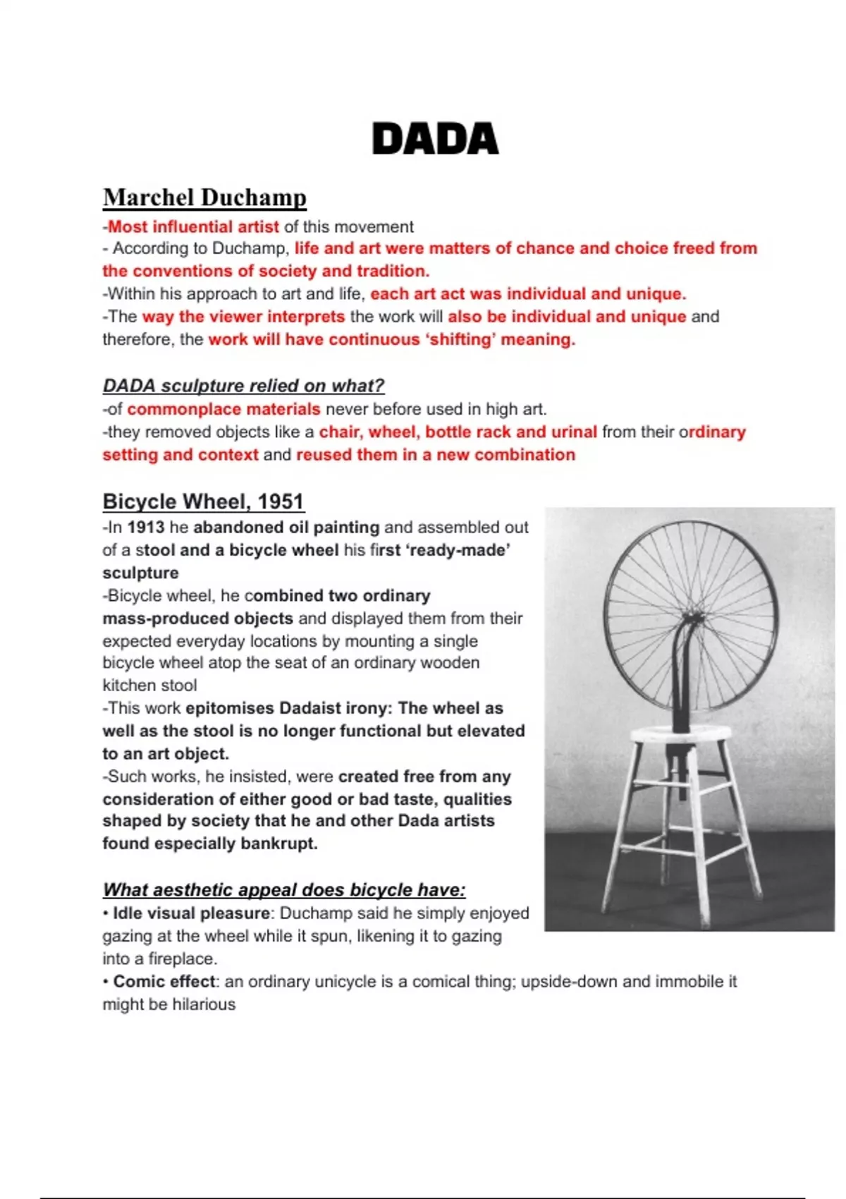 Summary IEB: Visual arts (Dada, Abstract Expressionism, Surrealism ...