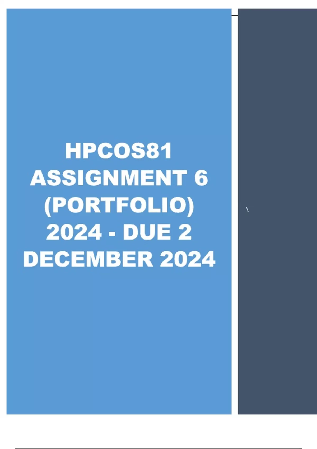 HPCOS81 Assignment 6 (COMPLETE ANSWERS PORTFOLIO) 2024 - 100% A+ GRADE ...