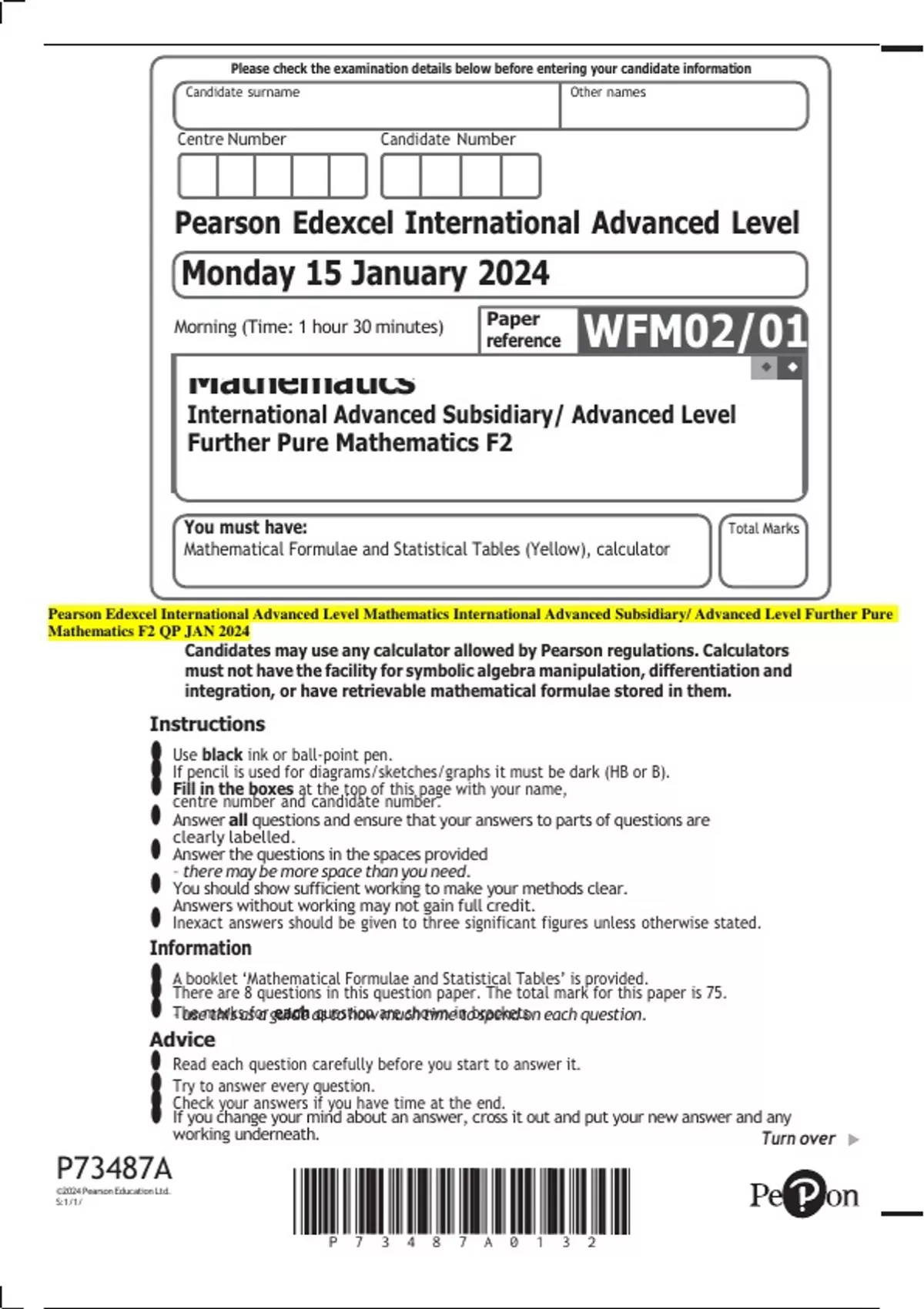 Pearson Edexcel International Advanced Level Mathematics International ...