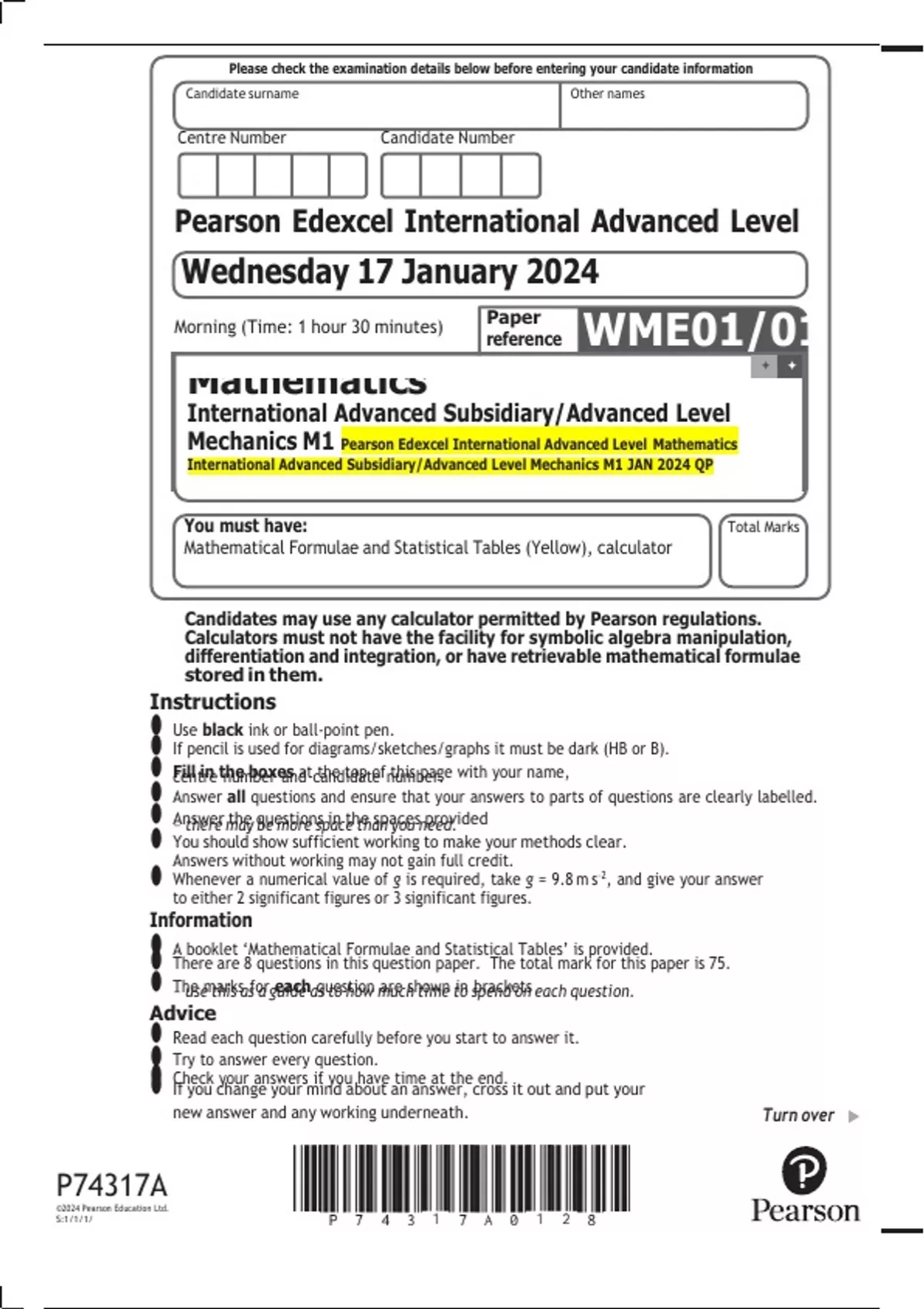 Pearson Edexcel International Advanced Level Mathematics International ...