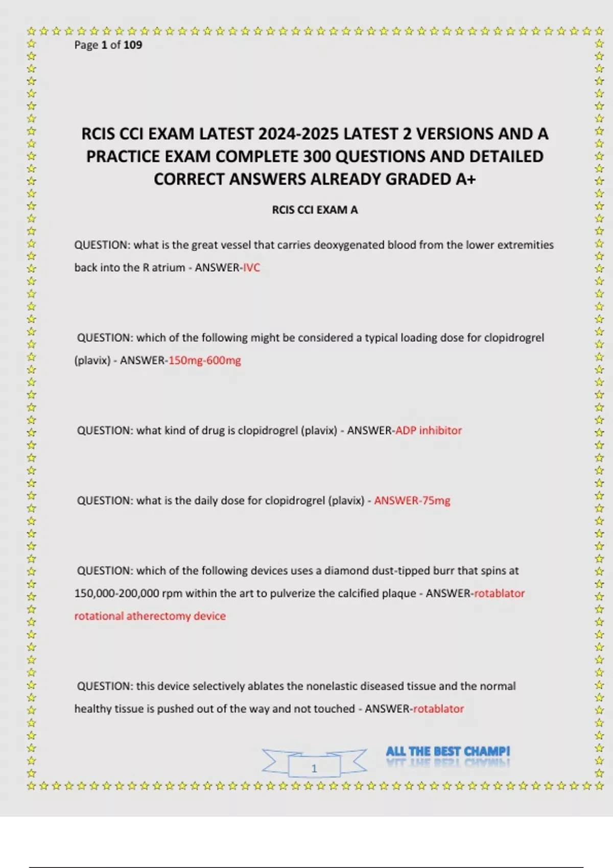 RCIS CCI EXAM LATEST LATEST 2 VERSIONS AND A PRACTICE EXAM COMPLETE 300 ...