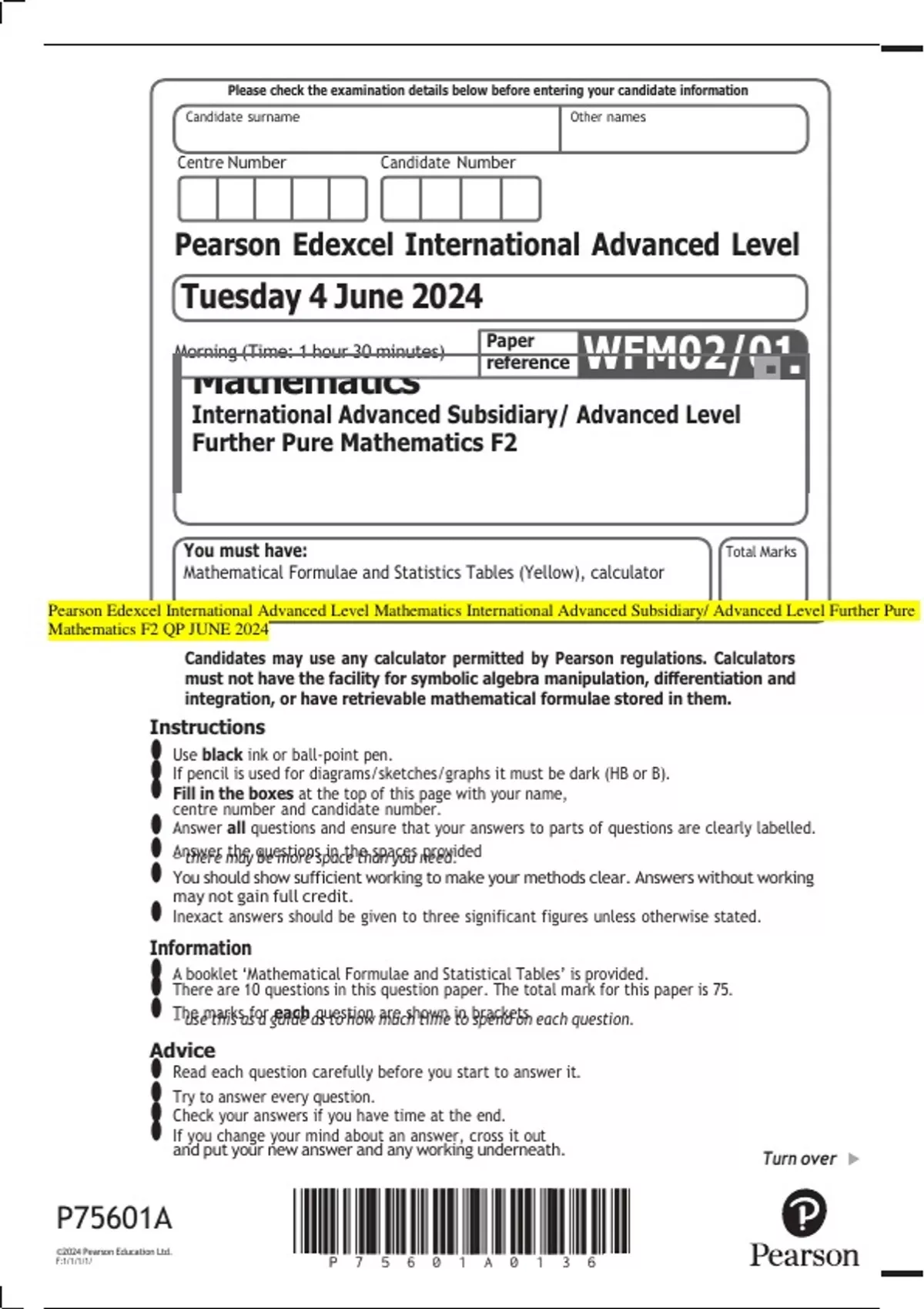 Pearson Edexcel International Advanced Level Mathematics International ...
