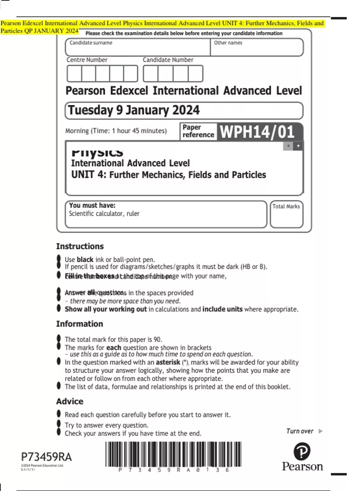 Pearson Edexcel International Advanced Level Physics International ...