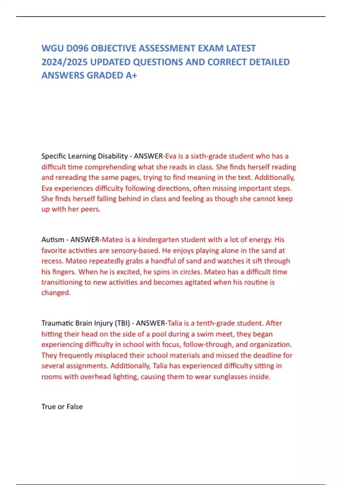 WGU D096 OBJECTIVE ASSESSMENT EXAM LATEST 2024/2025 UPDATED QUESTIONS ...