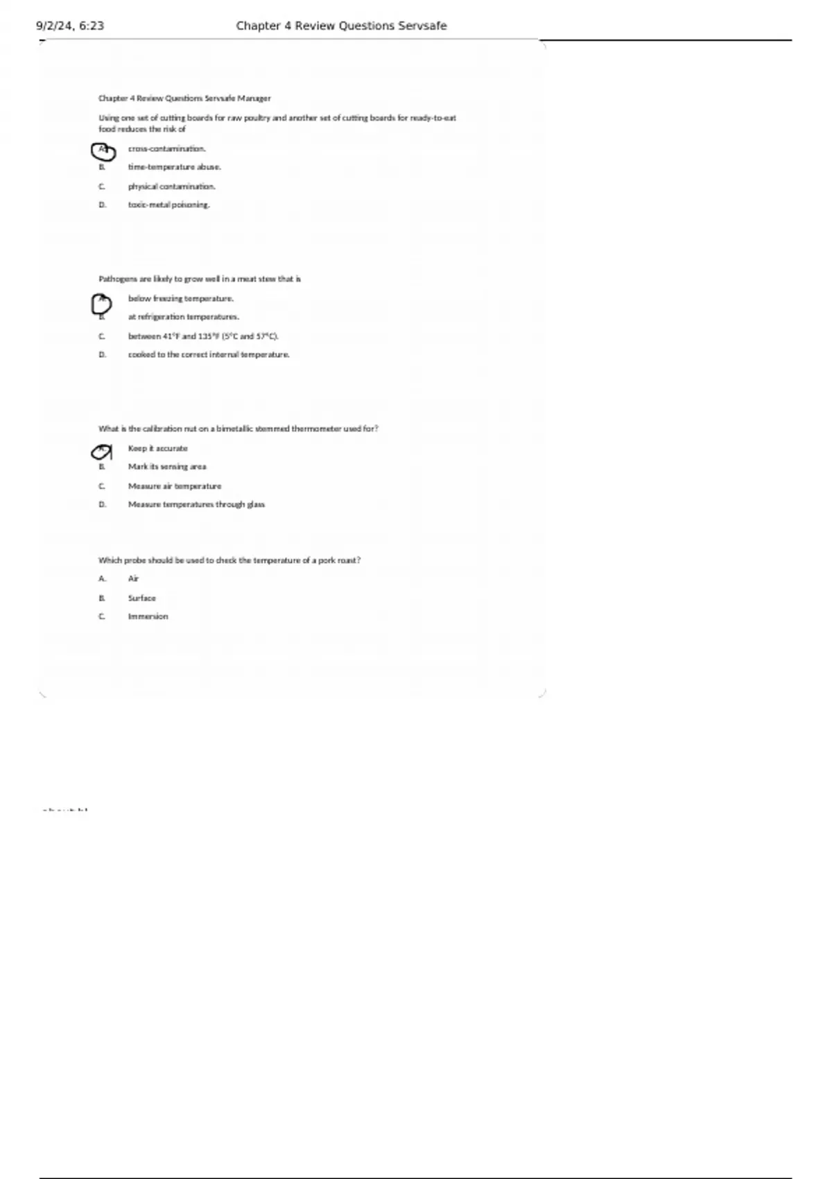 Chapter 4 Review Questions Servsafe Manager Servsafe Stuvia Us