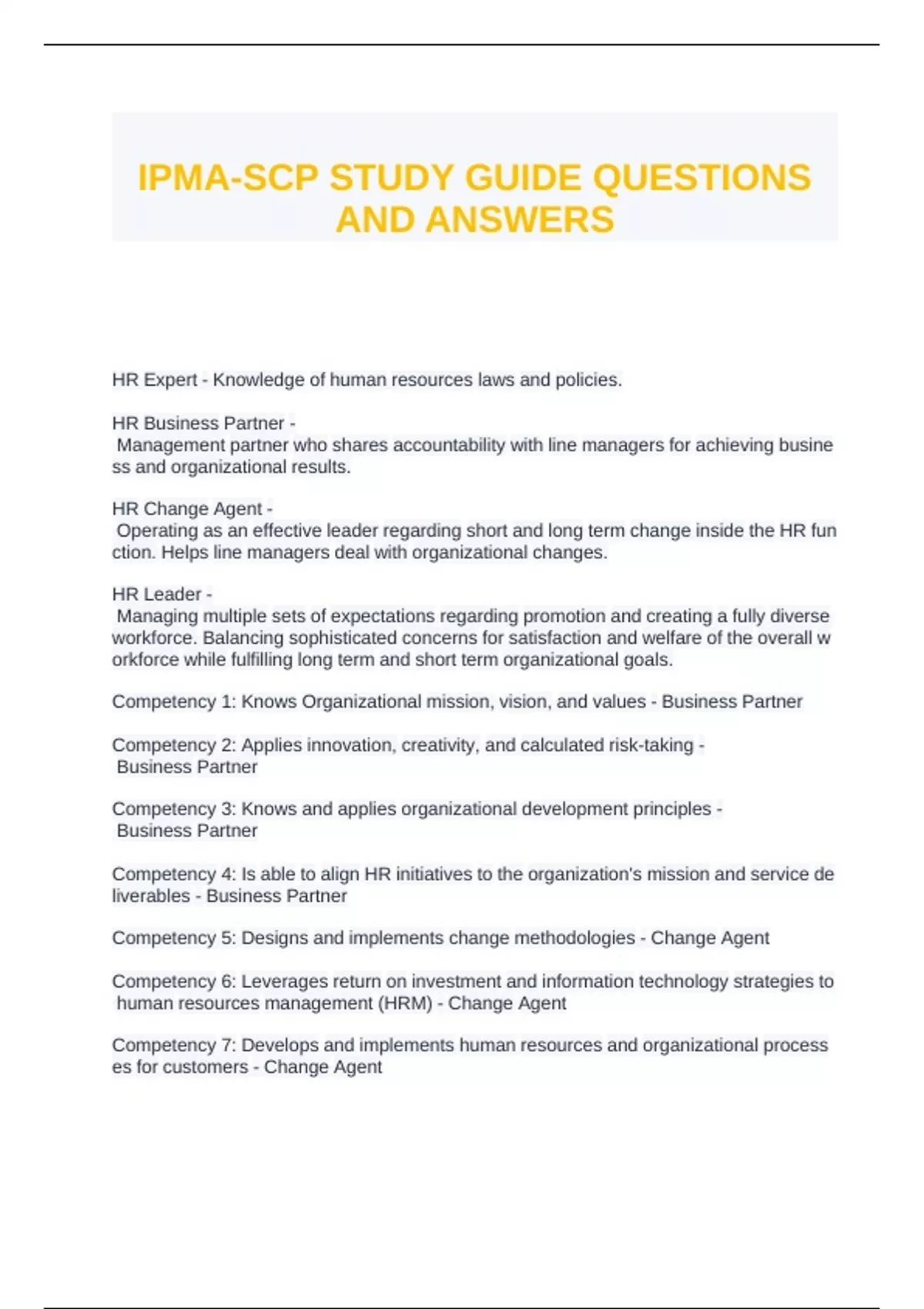 THE ULTIMATE IPMA-SCP FLASHCARDS QUESTIONS AND ANSWERS - Stuvia US