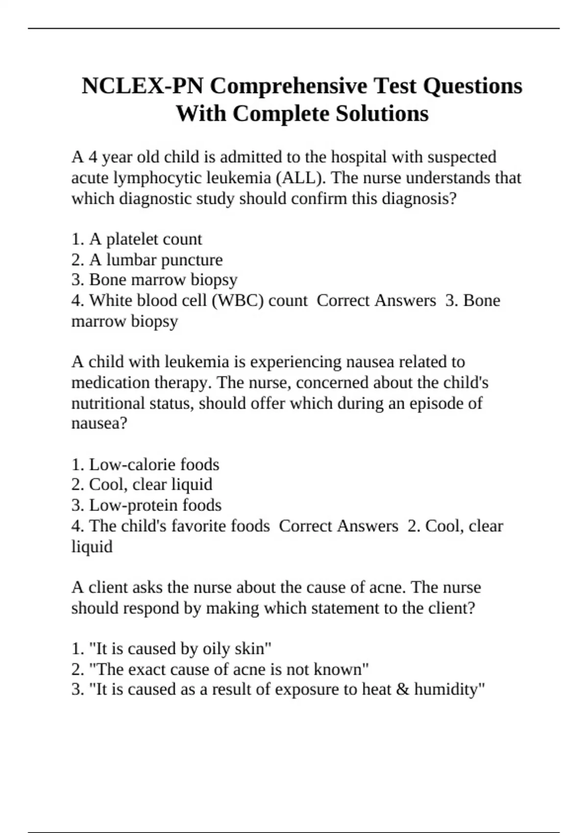NCLEX-PN Comprehensive Test Questions With Complete Solutions - NCLEX ...