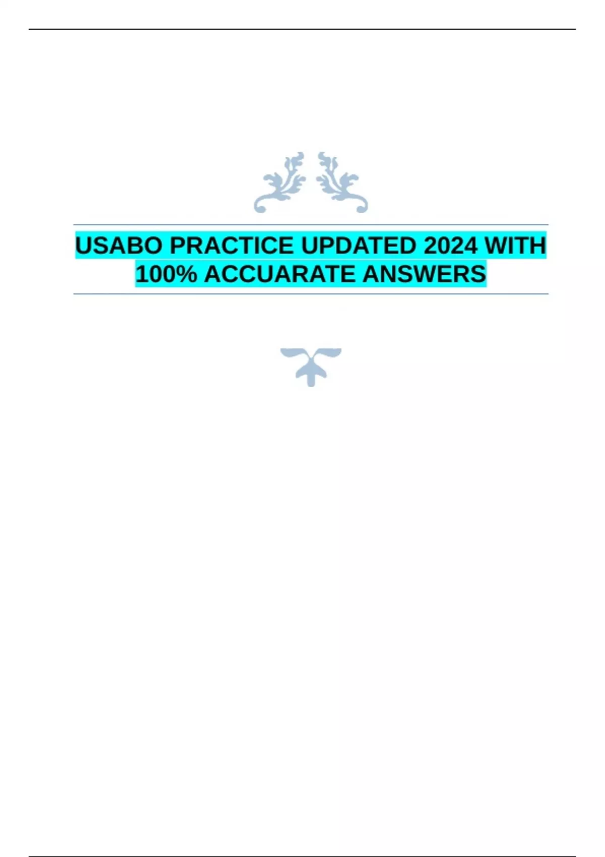 USABO PRACTICE UPDATED 2024 WITH 100% ACCUARATE ANSWERS - USABO - Stuvia US