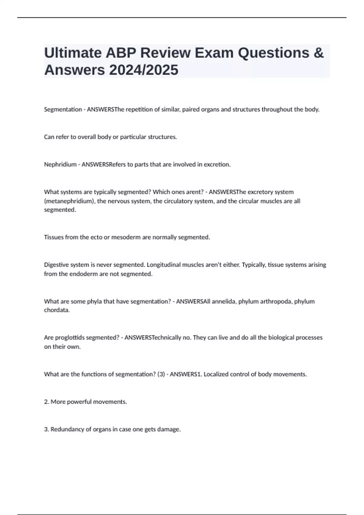 Ultimate ABP Review Exam Questions & Answers 2024/2025 - Ultimate ABP ...