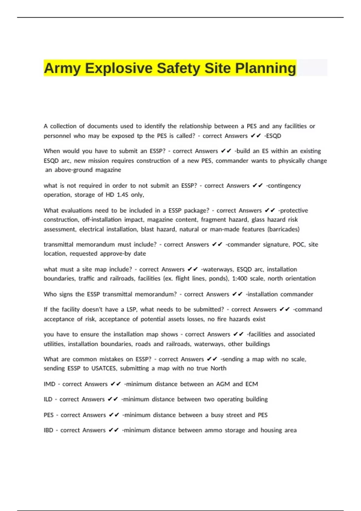 Package deal for Intro to Explosive Safety Management Exam with 100% ...