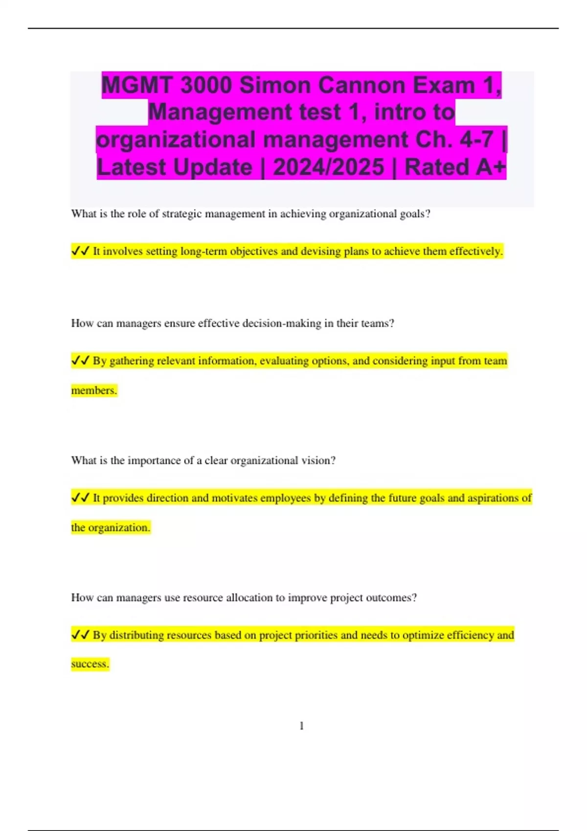 MGMT 3000 Simon Cannon Exam 1, Management test 1, intro to ...