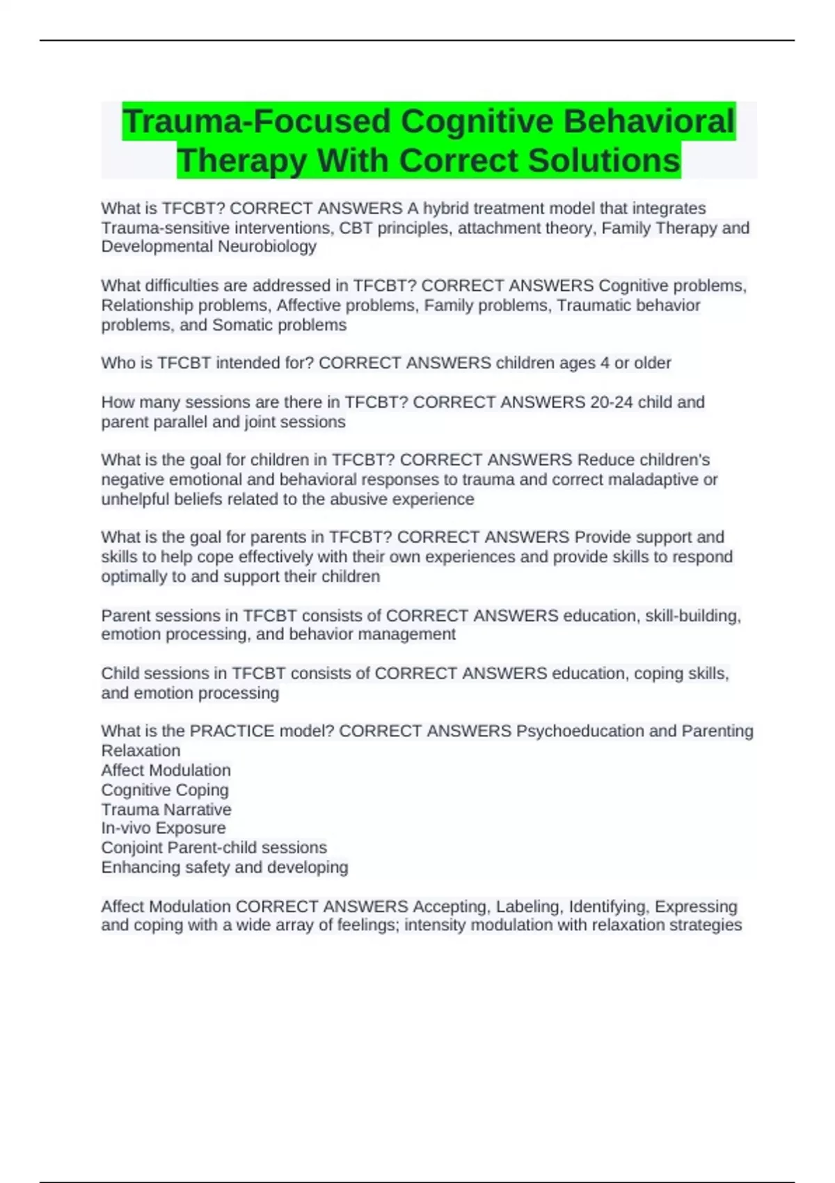 Trauma-Focused Cognitive Behavioral Therapy With Correct Solutions - TF ...