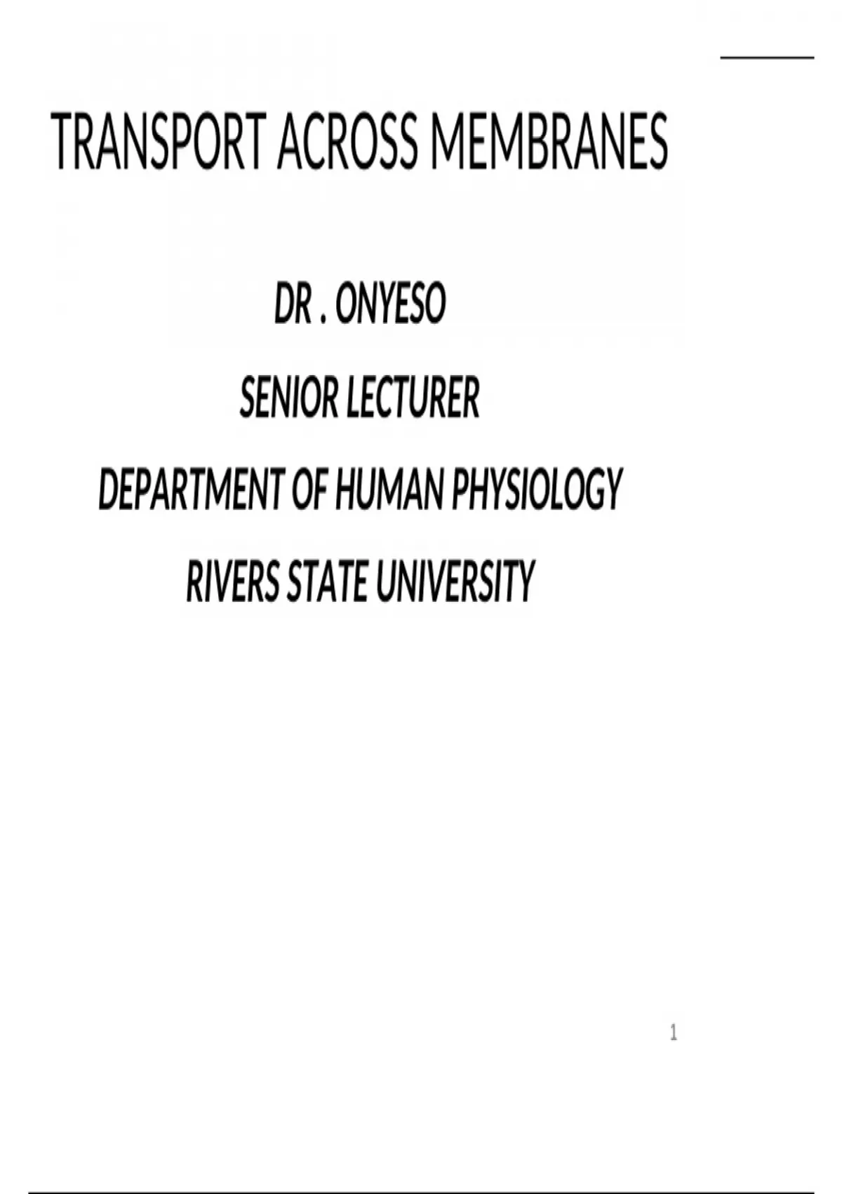 Transport Across membrane - PHS 201 (PHS201) - Stuvia US