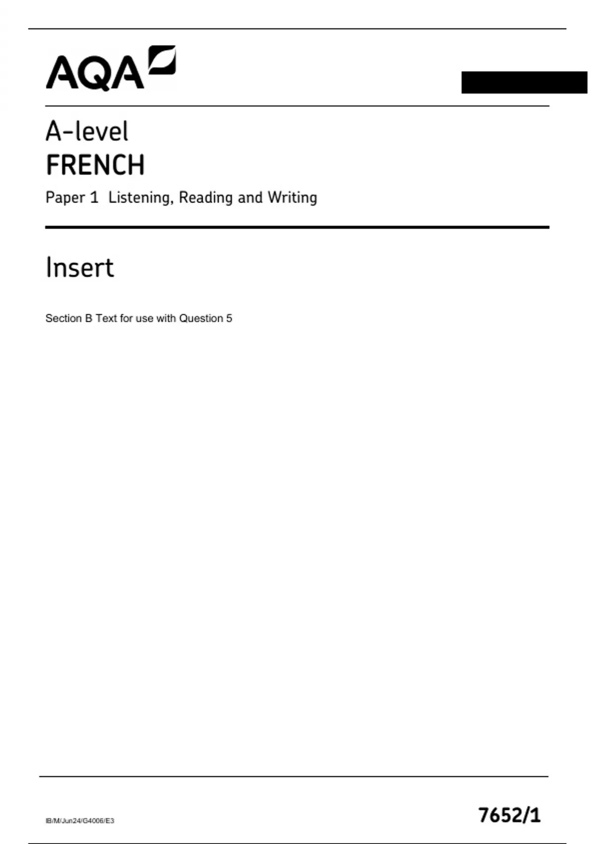AQA A-level FRENCH 7652 PAPER 1,2,3 QP/MS 2024 BUNDLE - Stuvia US