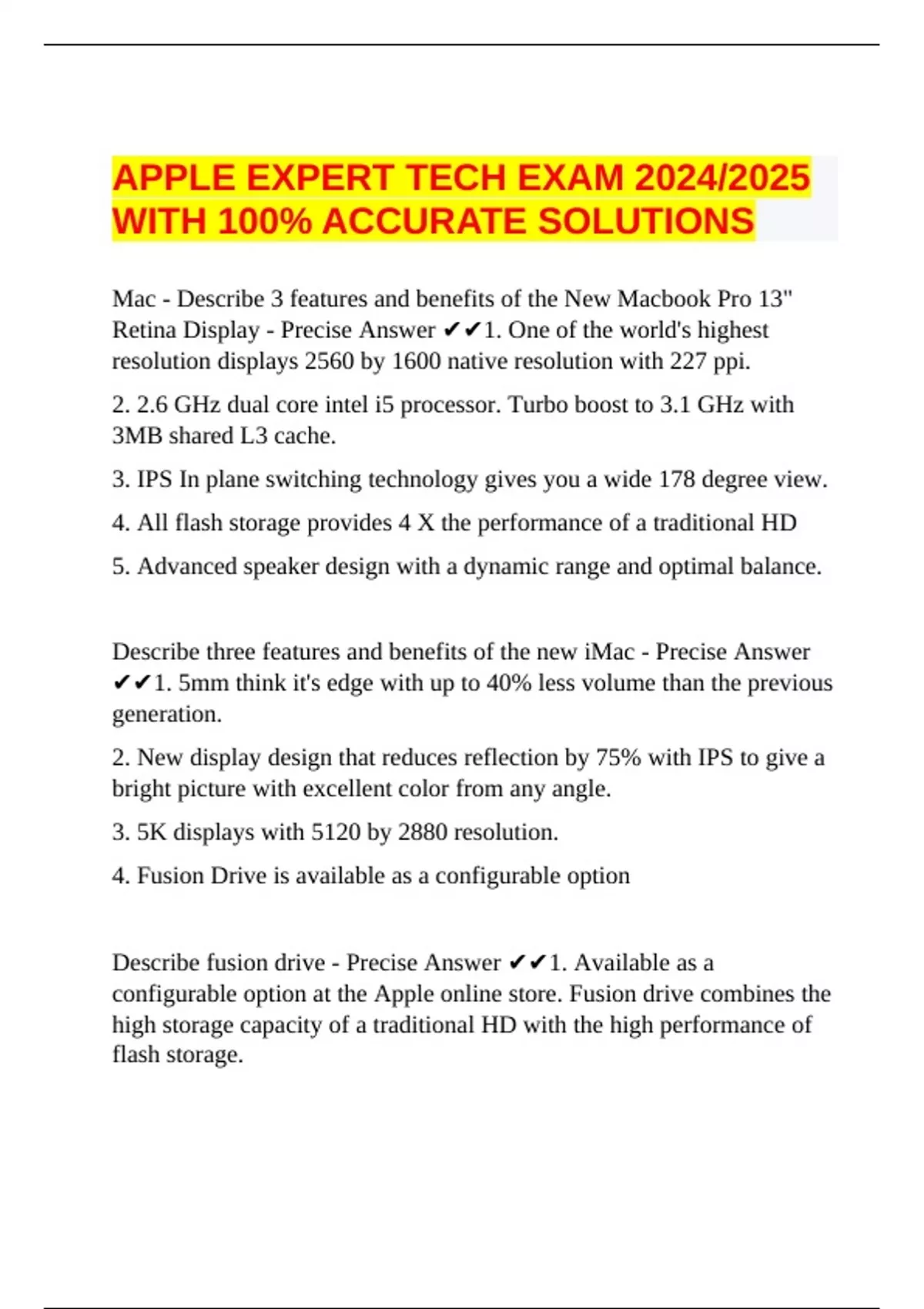 APPLE EXAM 2024/2025 WITH 100% ACCURATE SOLUTIONS - APPLE CERTIFICATION ...