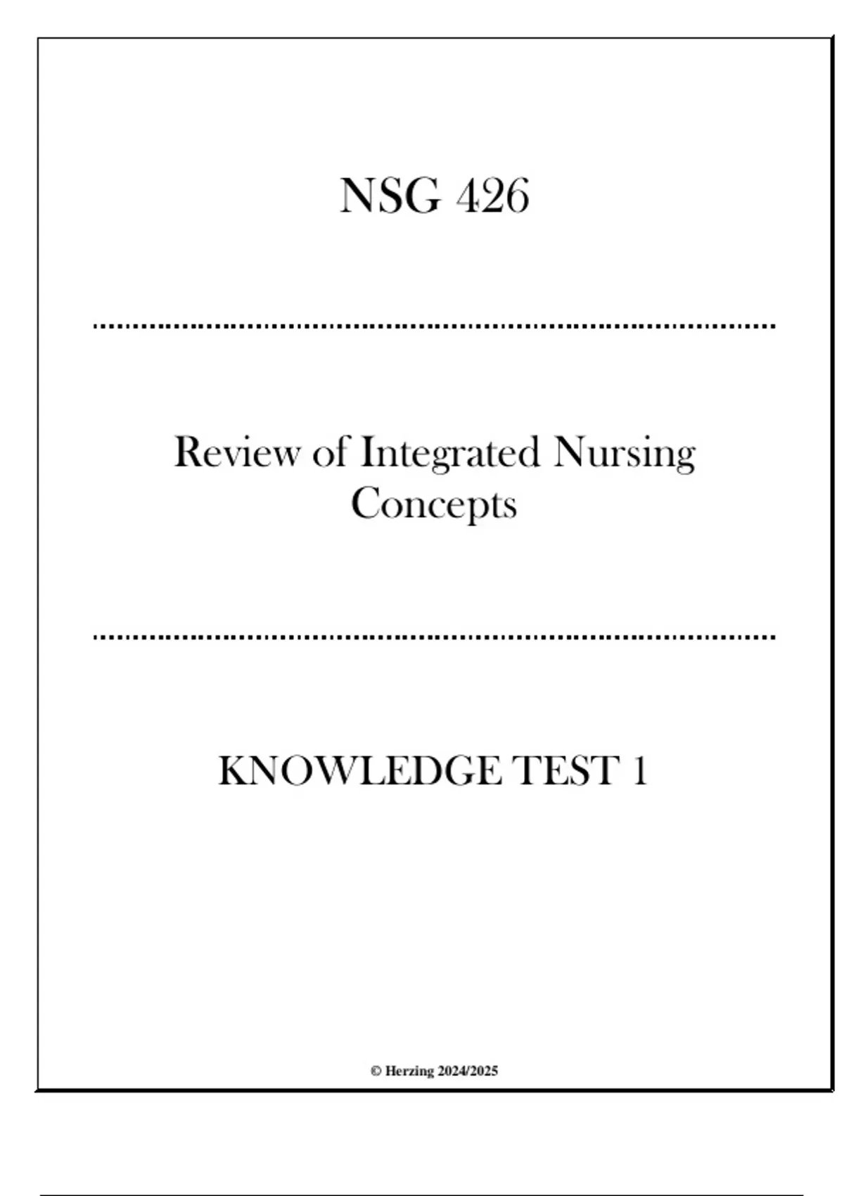 (HU) NSG 426 Review of Integrated Nursing Concepts - Knowledge Test 1 ...