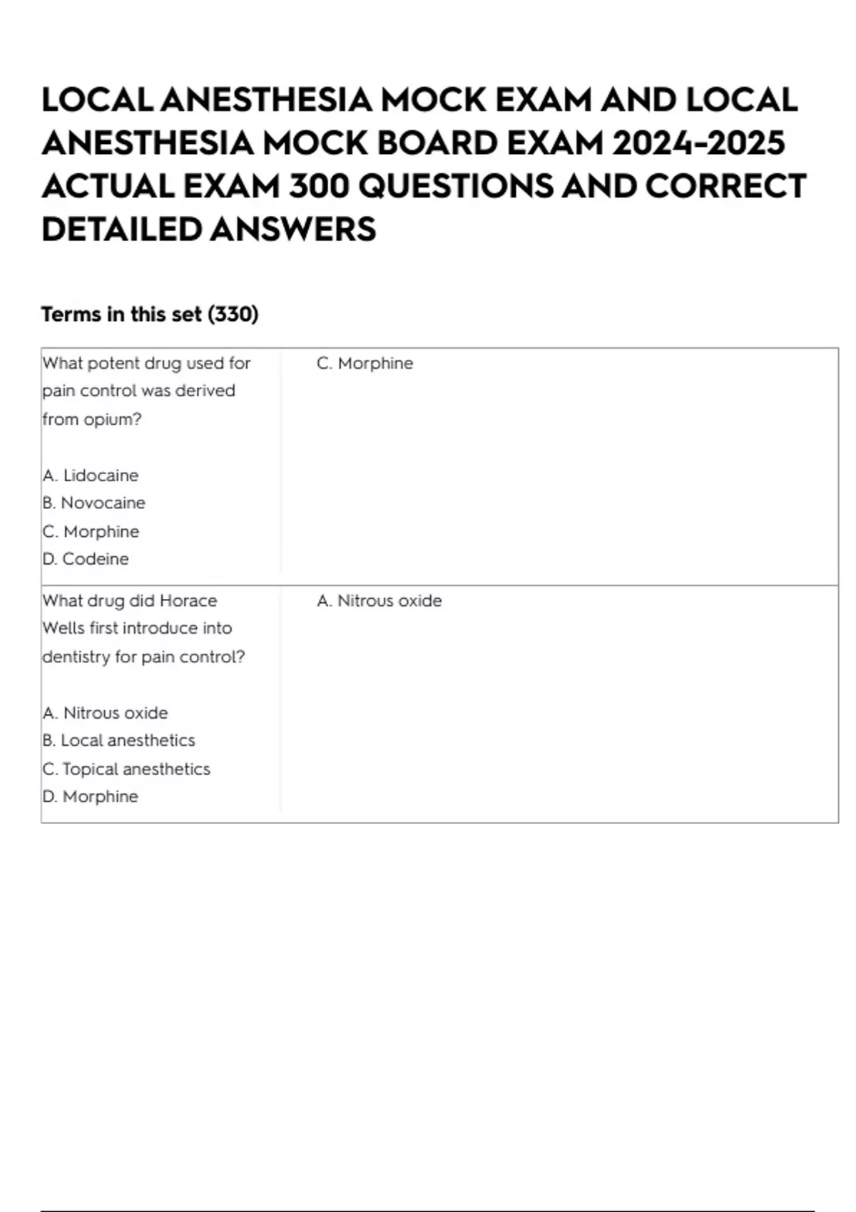 LOCAL ANESTHESIA MOCK EXAM AND LOCAL ANESTHESIA MOCK BOARD EXAM ACTUAL ...