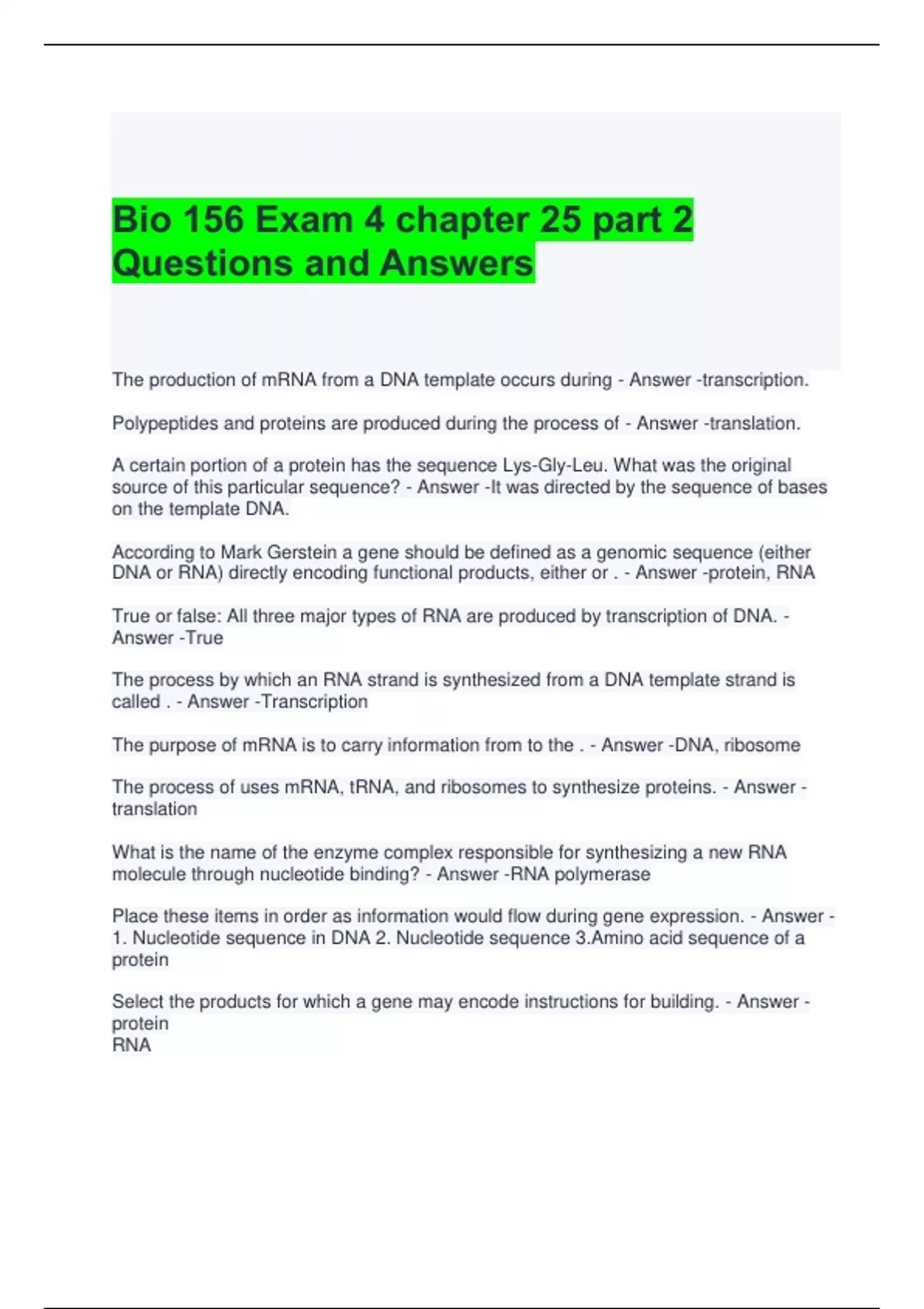 Bio 156 Exam 4 chapter 25 part 2 Questions and Answers - Bio 156 - Stuvia US