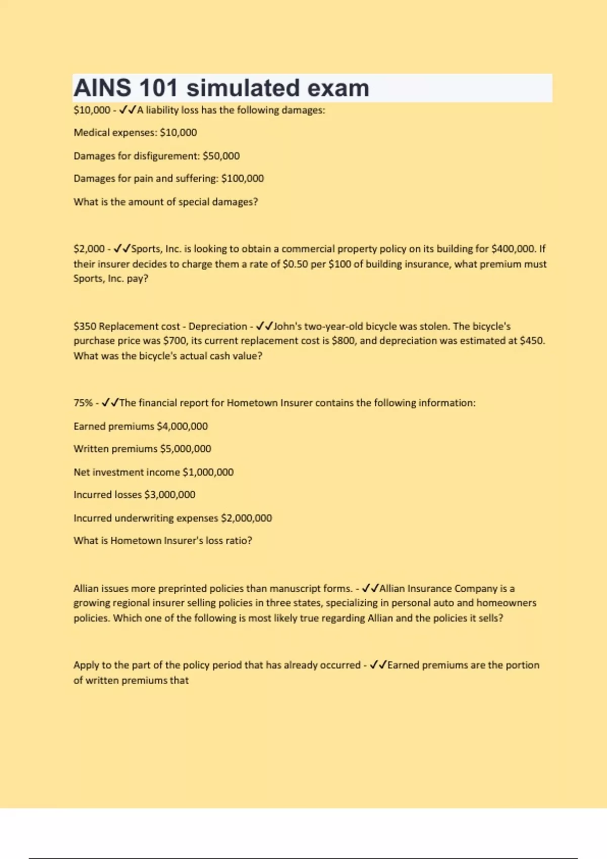 AINS 101 | 112 Latest Questions with 100 % correct answers - AINS 101 ...