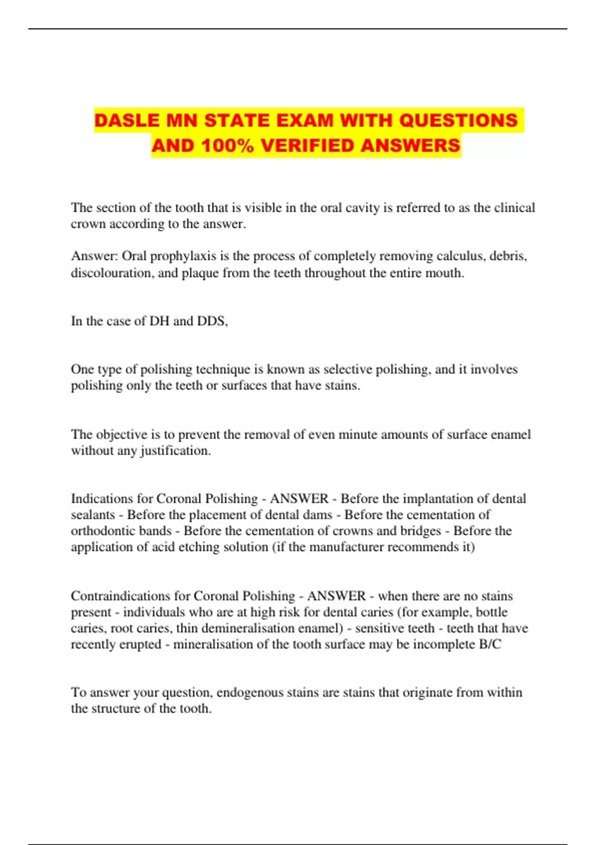 DASLE ALL BUNDLED EXAMS WITH COMPLETE QUESTIONS AND 100% VERIFIED ...
