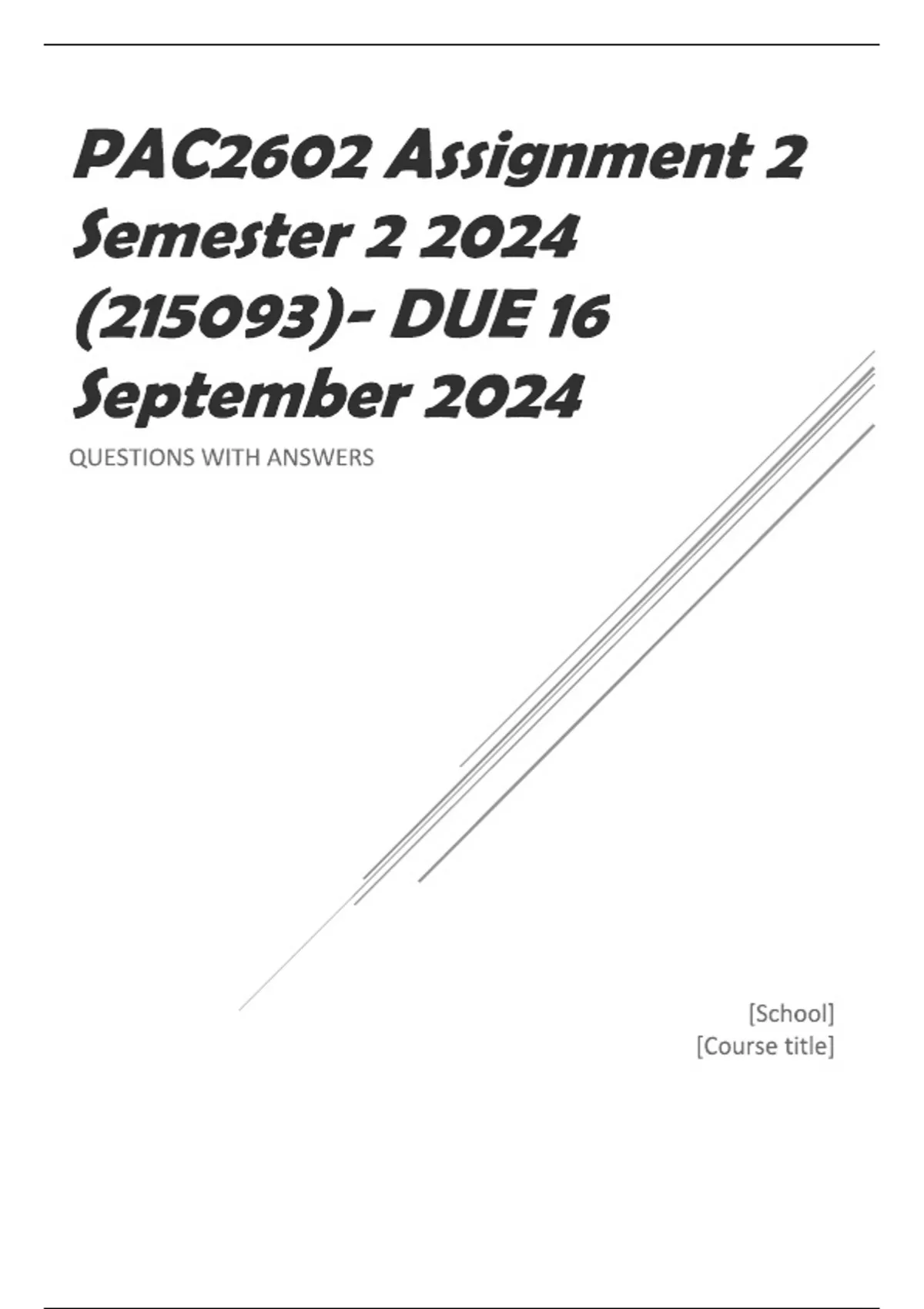 PAC2602 Assignment 2 Semester 2 2024 (2 tember 2024 QUESTIONS WITH ...