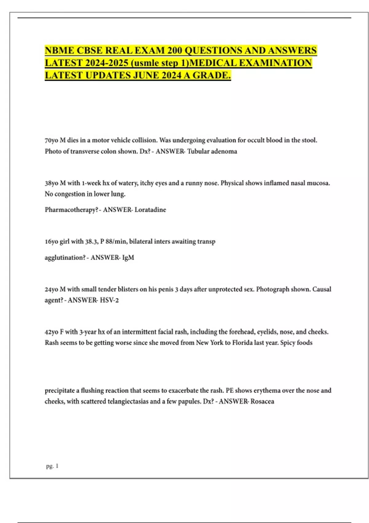 NBME CBSE Real Exam – 200 Questions and Answers for USMLE Step 1 ...